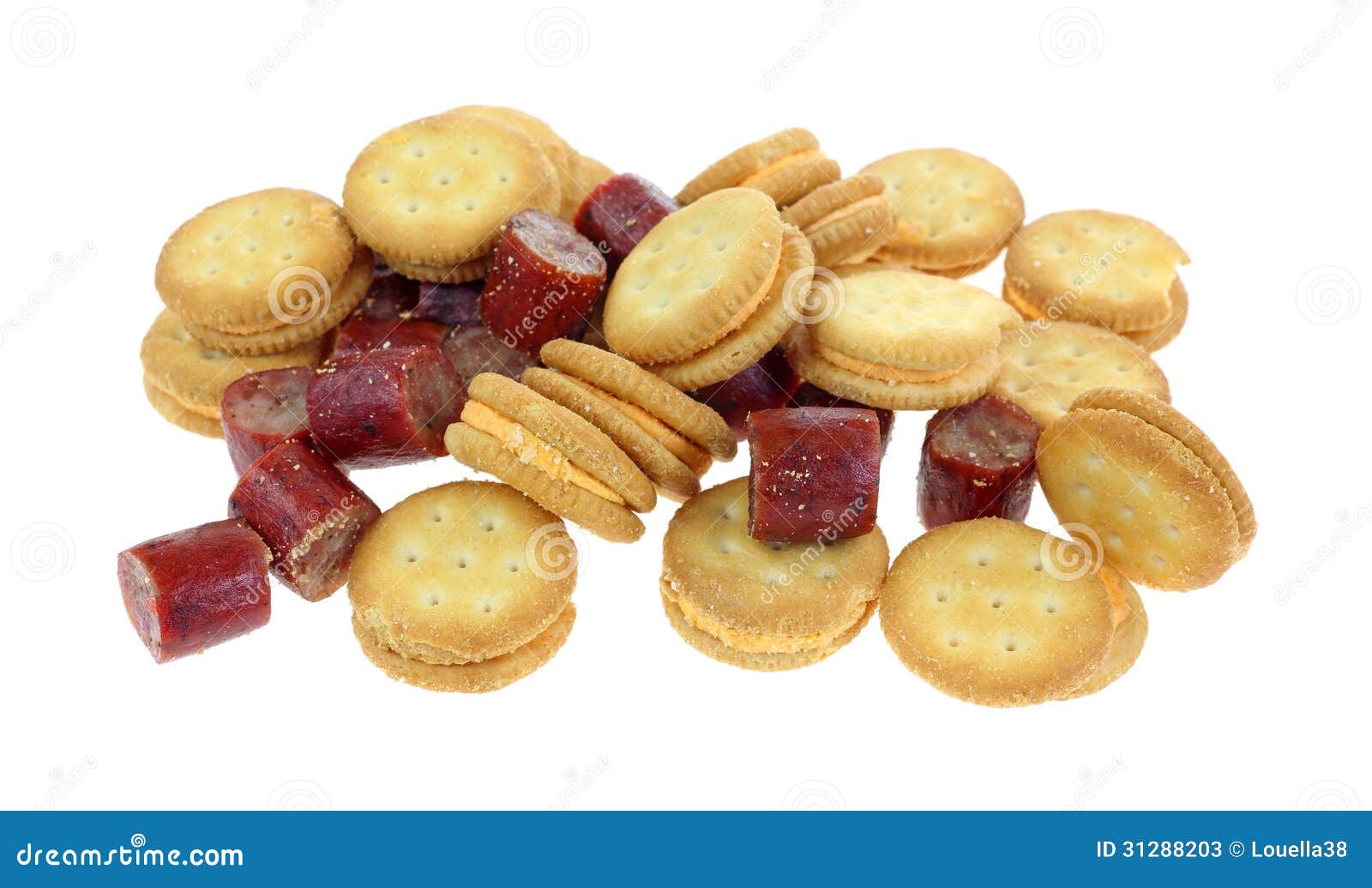 Cheese Crackers Sliced Sausage Side View Stock Image - Image of ...