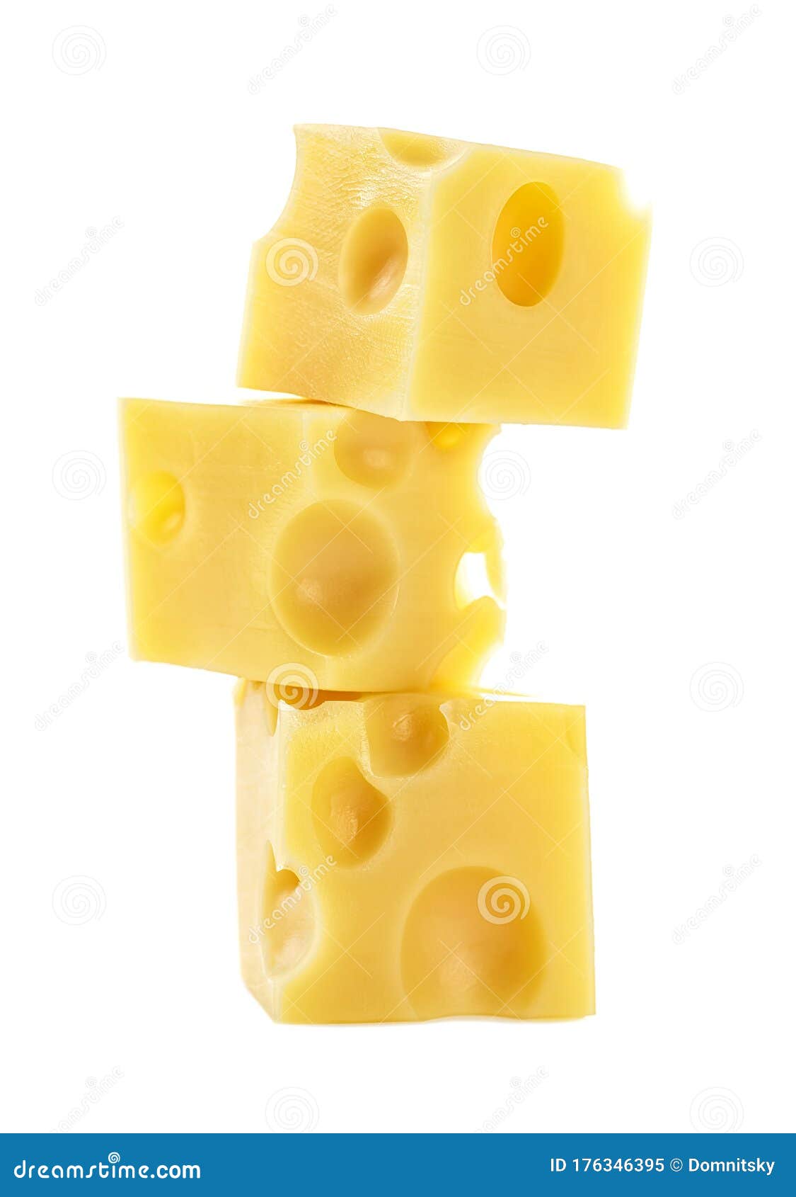 Cheese Cube Slices Isolated on White Background Stock Image - Image of ...