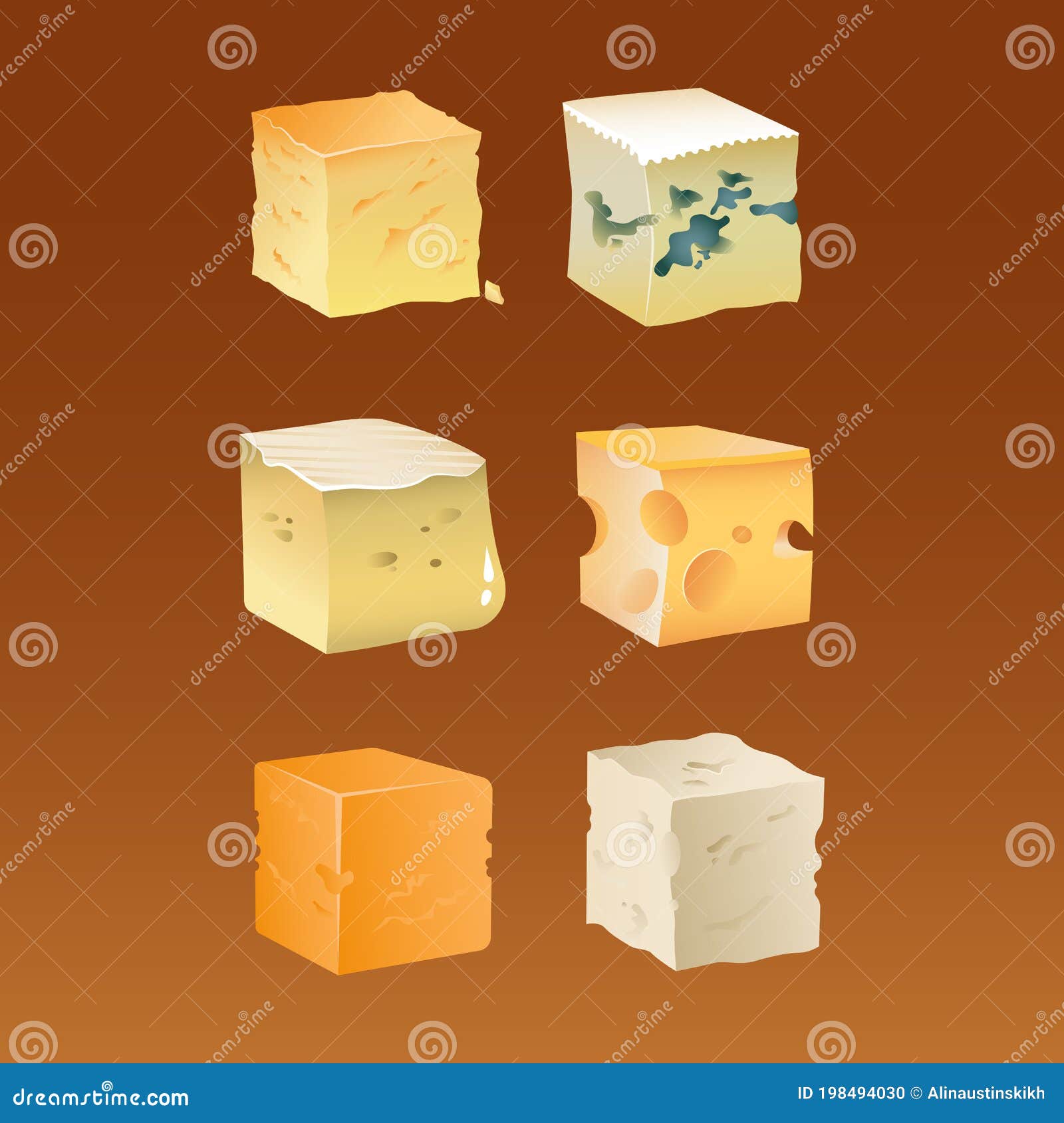 Cartoon Cheese Cubes. Set of Different Pieces of Cheese Stock Vector ...