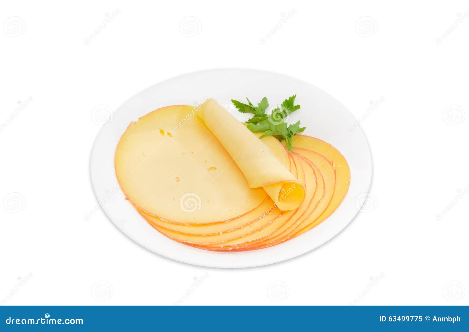 Cheese Cut into Round Slices on White Dish Stock Image - Image of slice ...
