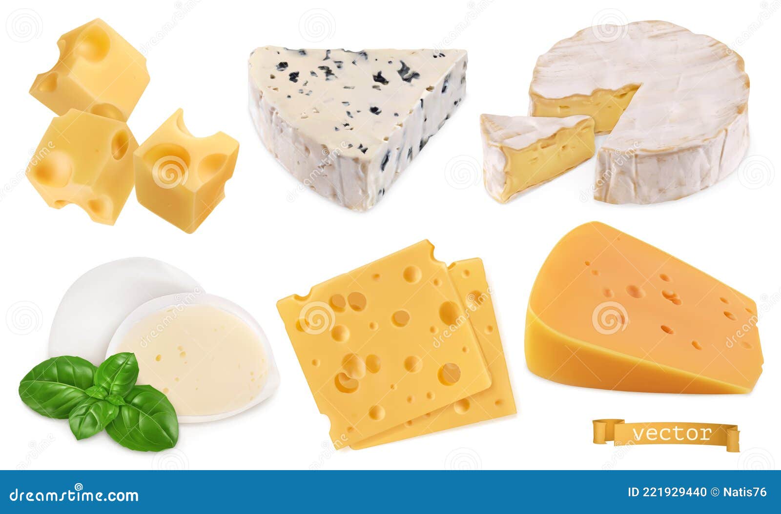 Cheese 3d Realistic Vector Objects Stock Vector - Illustration of ...