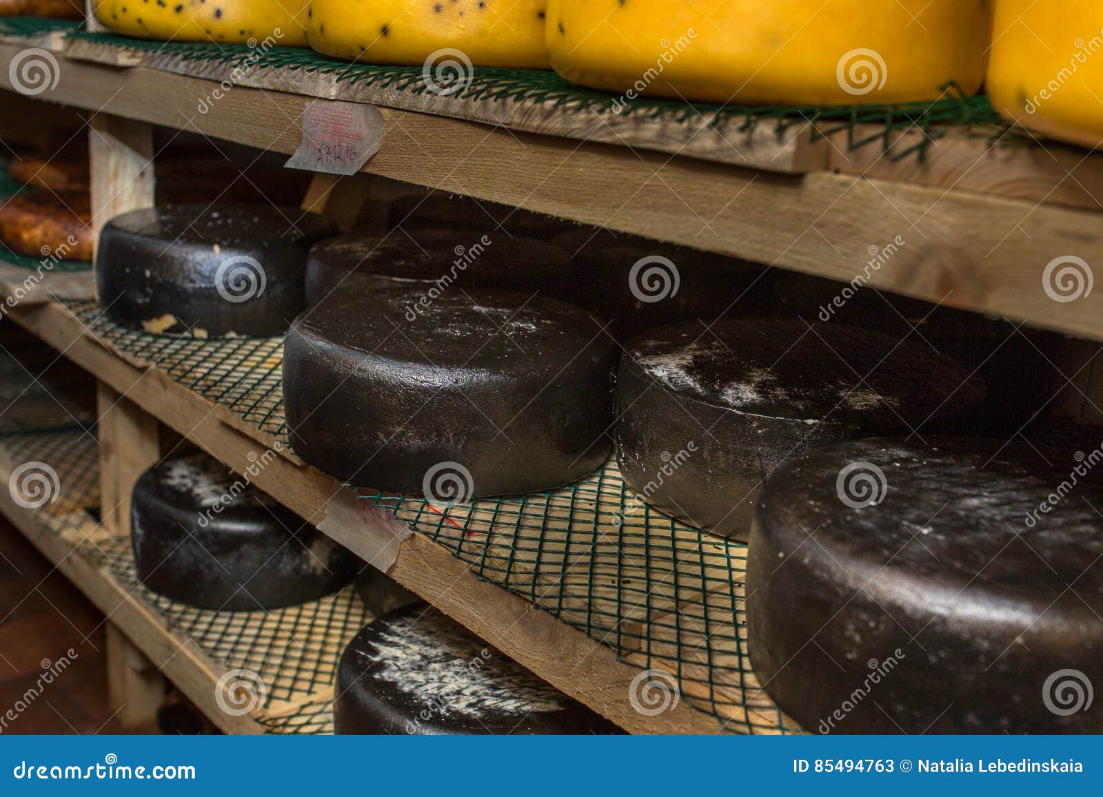 Cheese at the Dairy, Cheese is Ripen on Racks Stock Image - Image of ...
