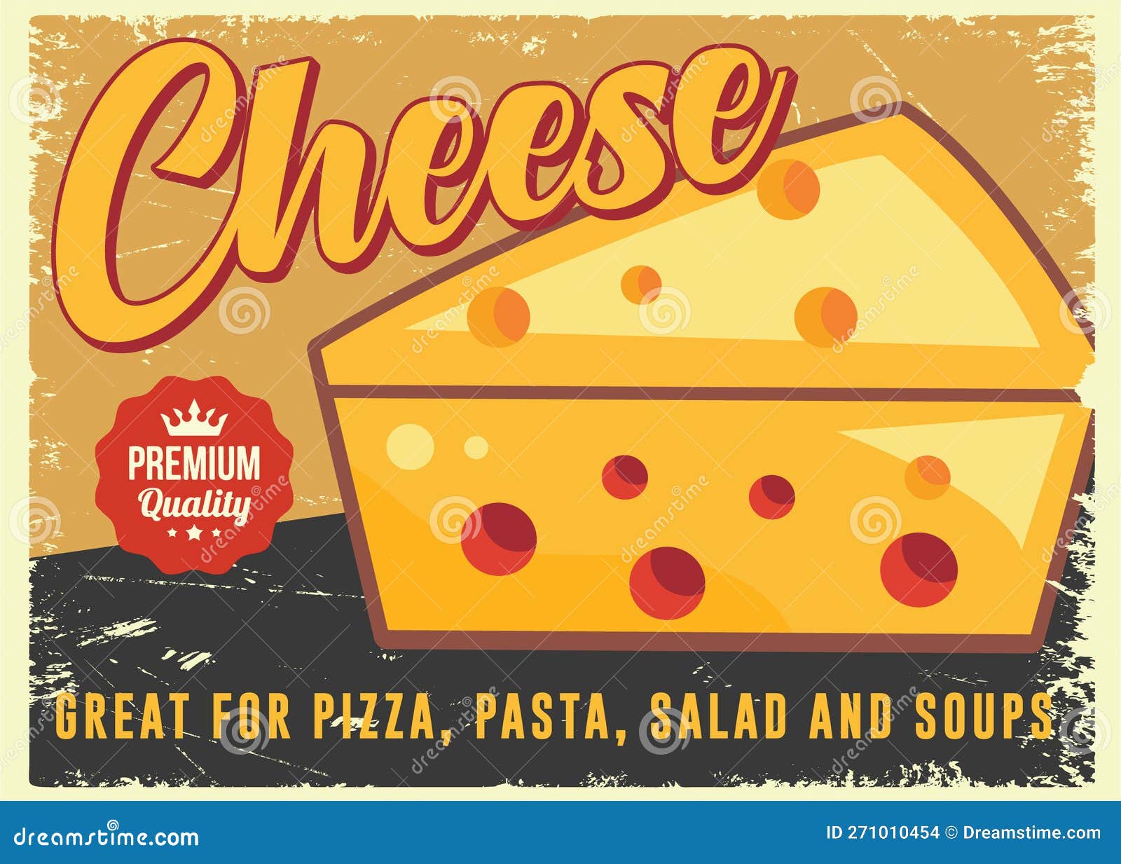 Cheese Dairy Product Advertisement Retro Poster Stock Vector ...