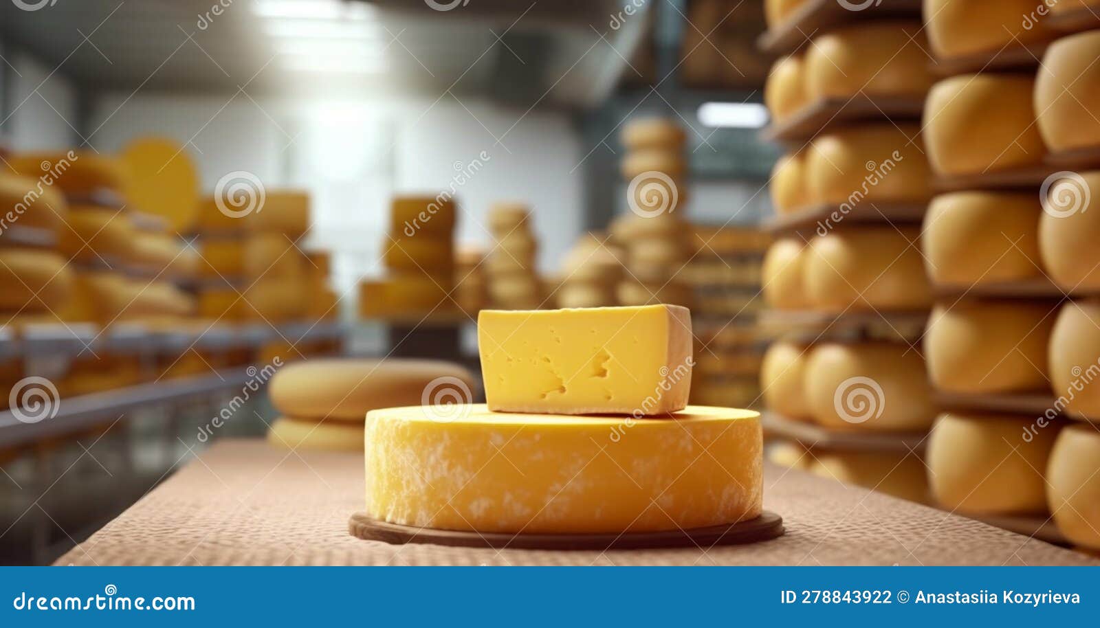 Cheese in a Cheese Factory. Generative AI. Stock Illustration ...