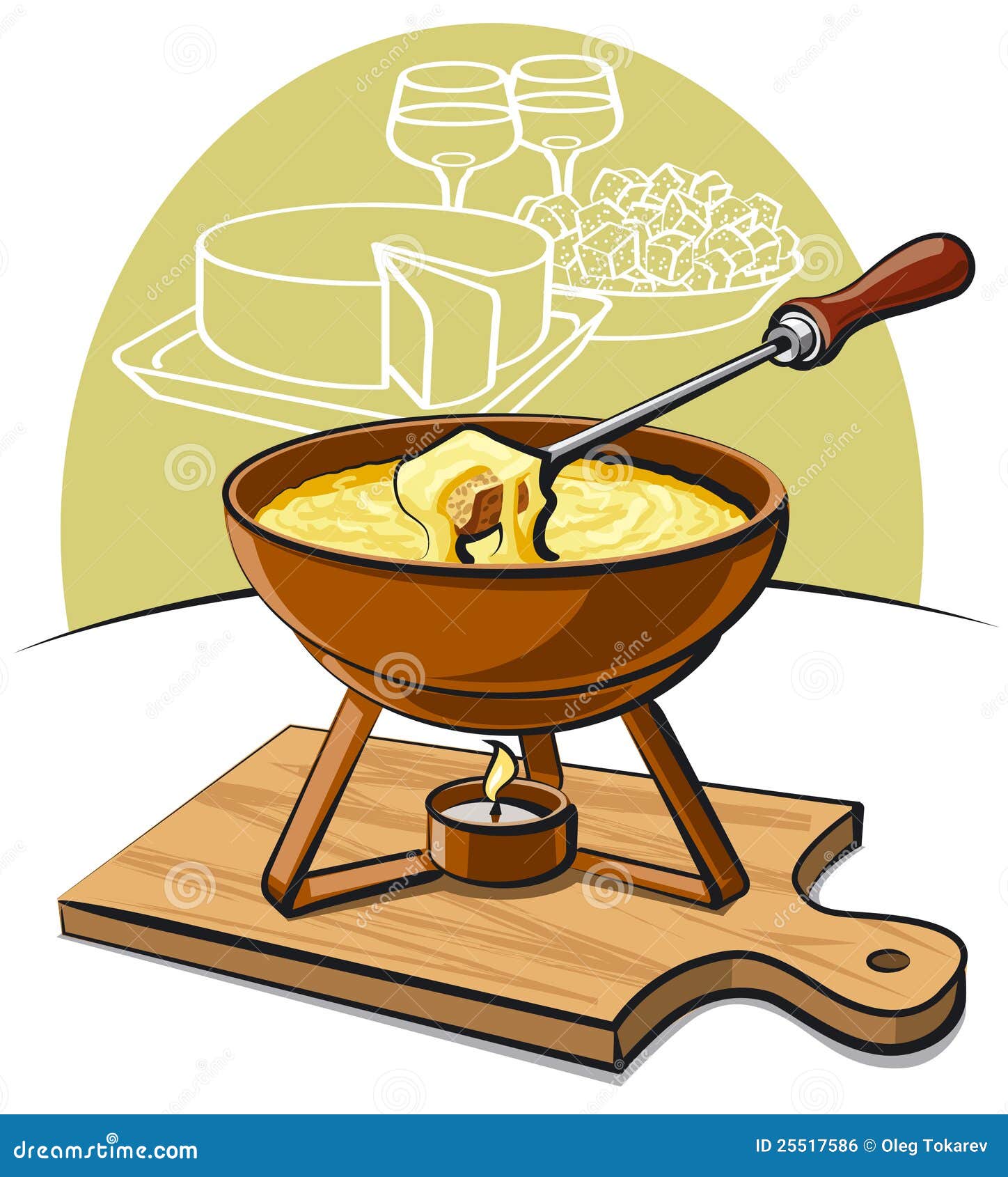 Cheese fondue stock illustration. Illustration of restaurant - 25517586