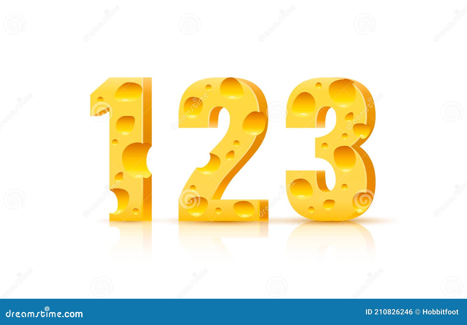 Cheese Font 3d Symbol, Numbers 1 2 3 Set. Vector Stock Vector ...