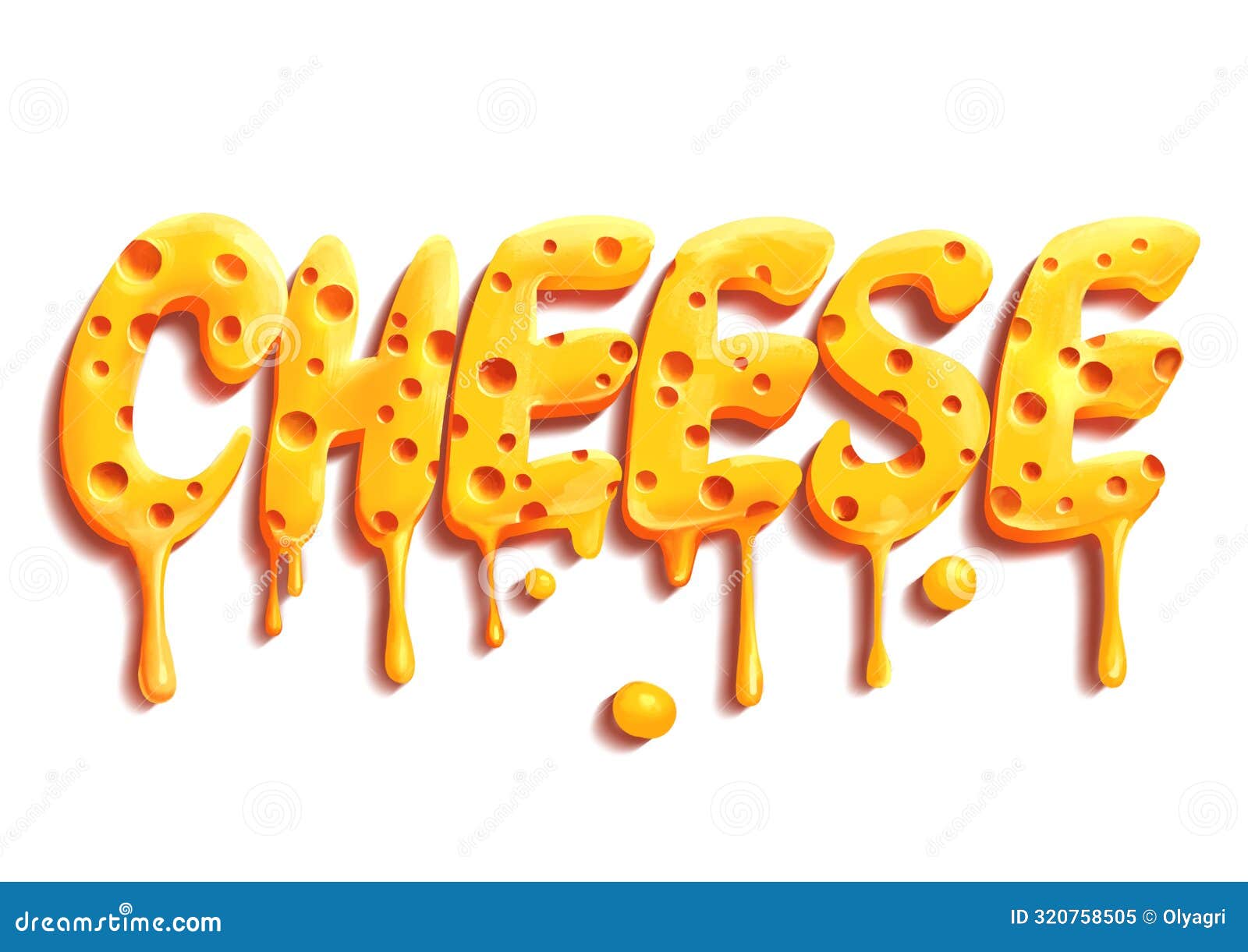 Cheese in the Form of Letters with a Shadow. Cheese Text, Isolated on ...