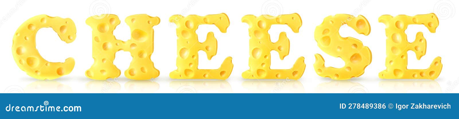 Cheese in the Form of Letters with a Shadow.Cheese Text on a White ...