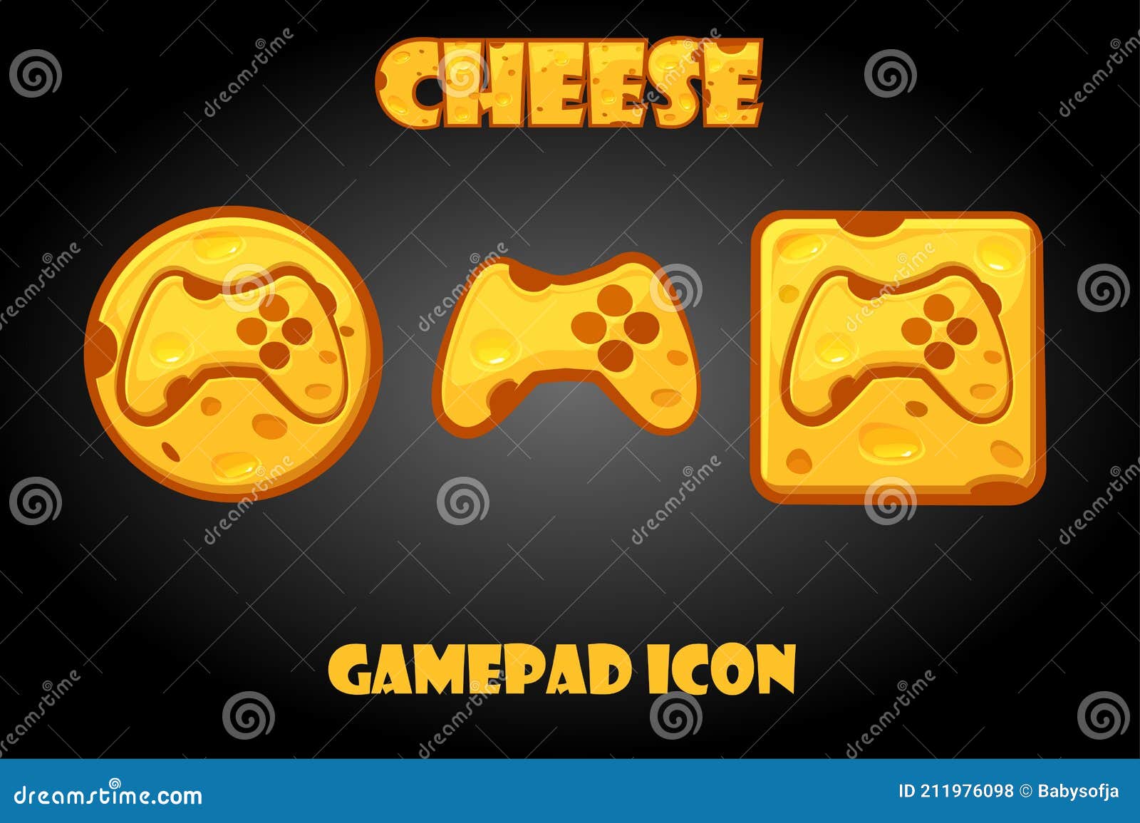 Cheese Gamepad Buttons for the Graphical Game Menu. Stock Vector ...