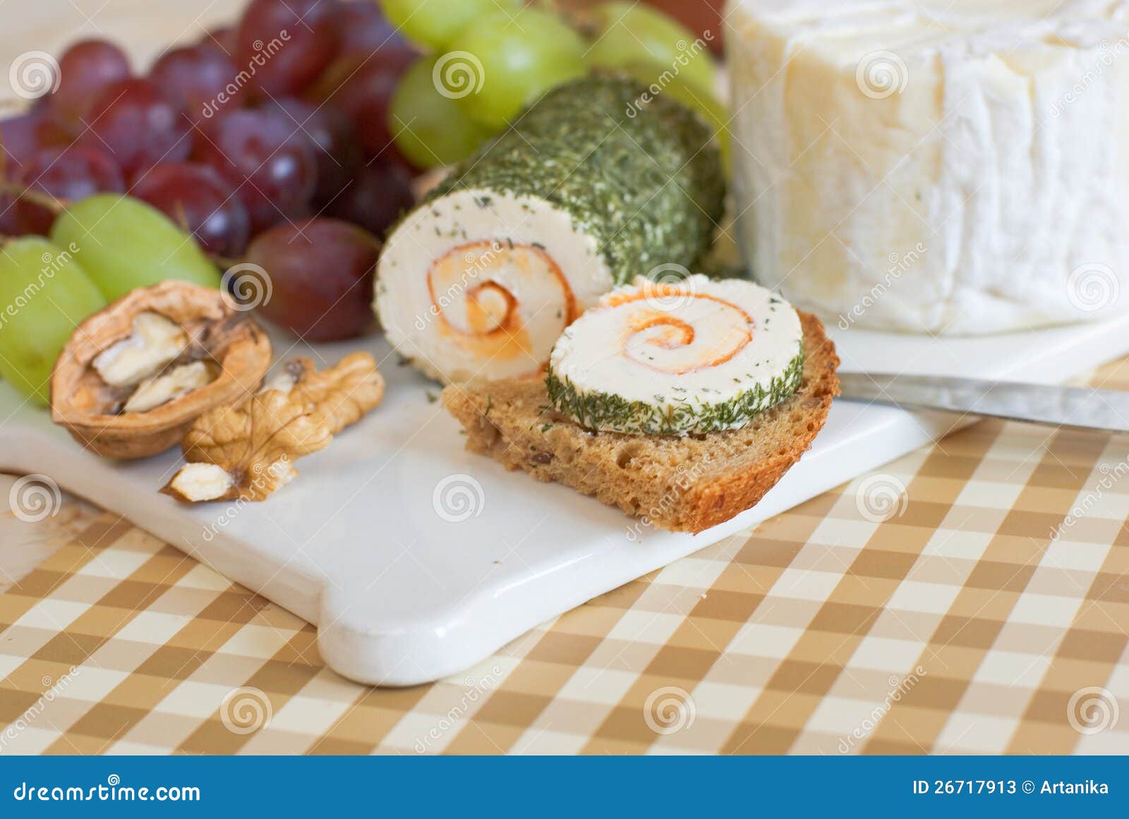 Cheese with grapes stock image. Image of cream, cheese - 26717913