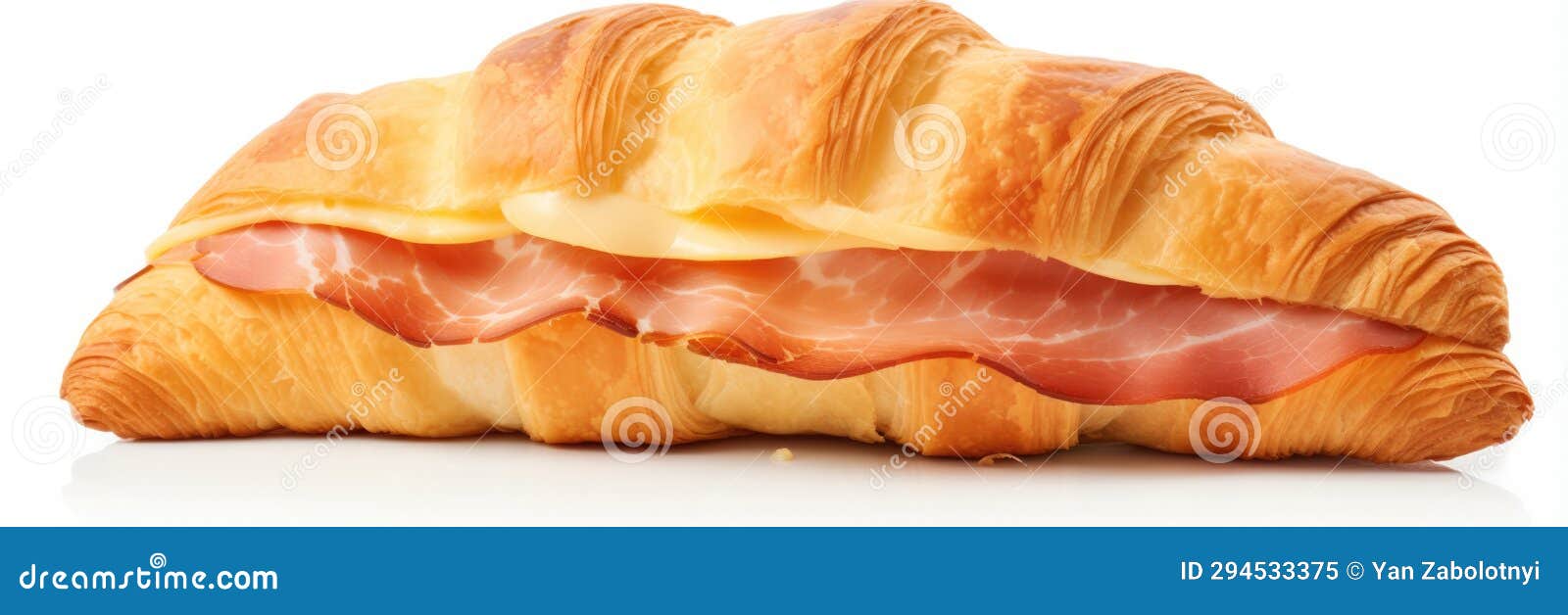 Cheese and Ham Croissant on a White Background Stock Illustration ...