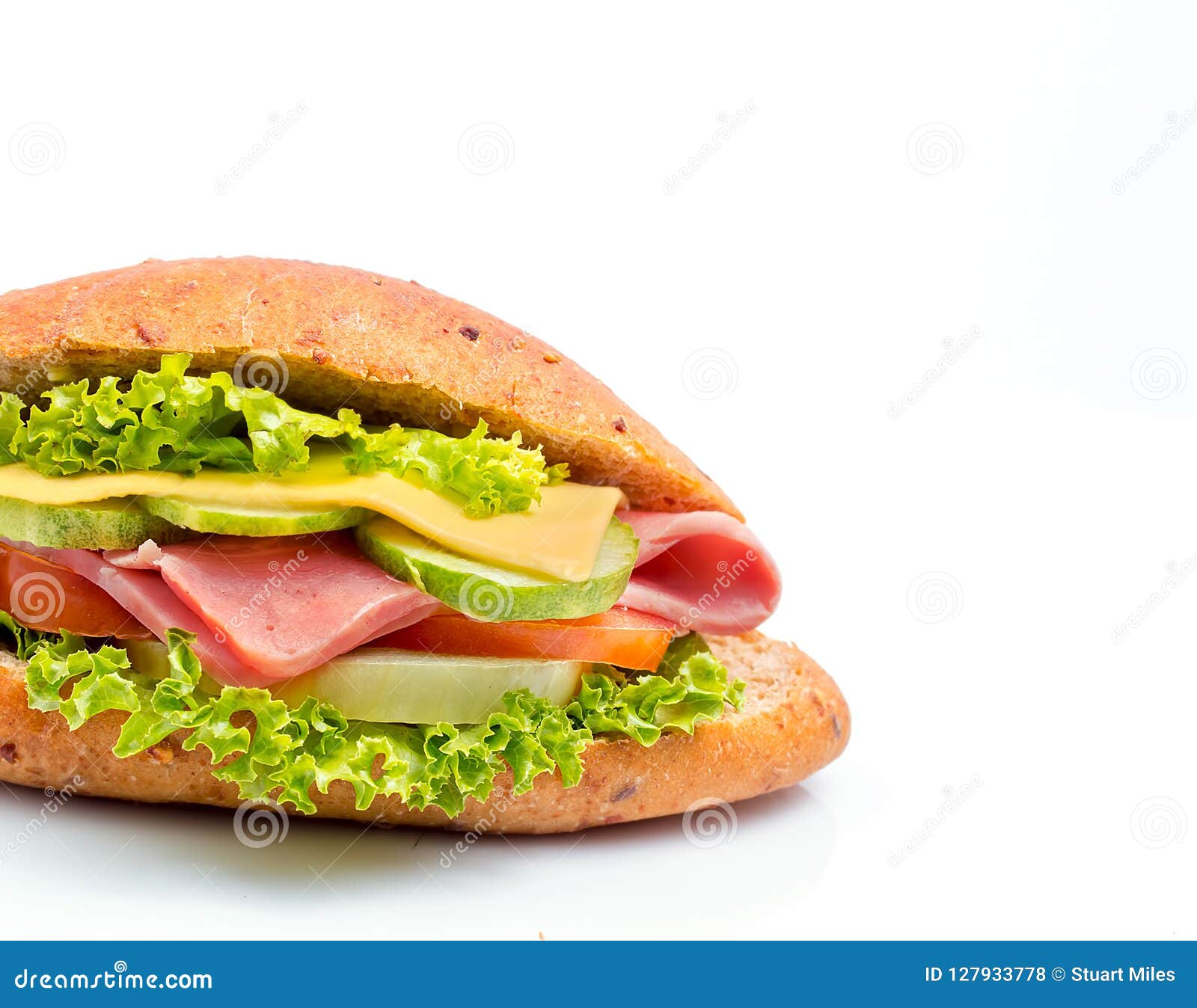 Cheese Ham Sandwich Shows Bread Roll and Cheeses Stock Photo - Image of ...