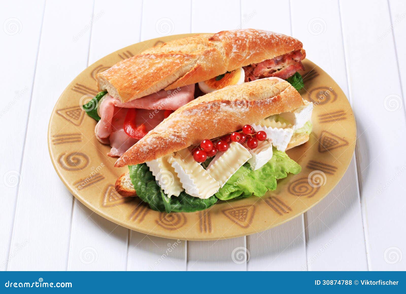 Cheese and Ham Sub Sandwiches Stock Photo - Image of bread, rolls: 30874788