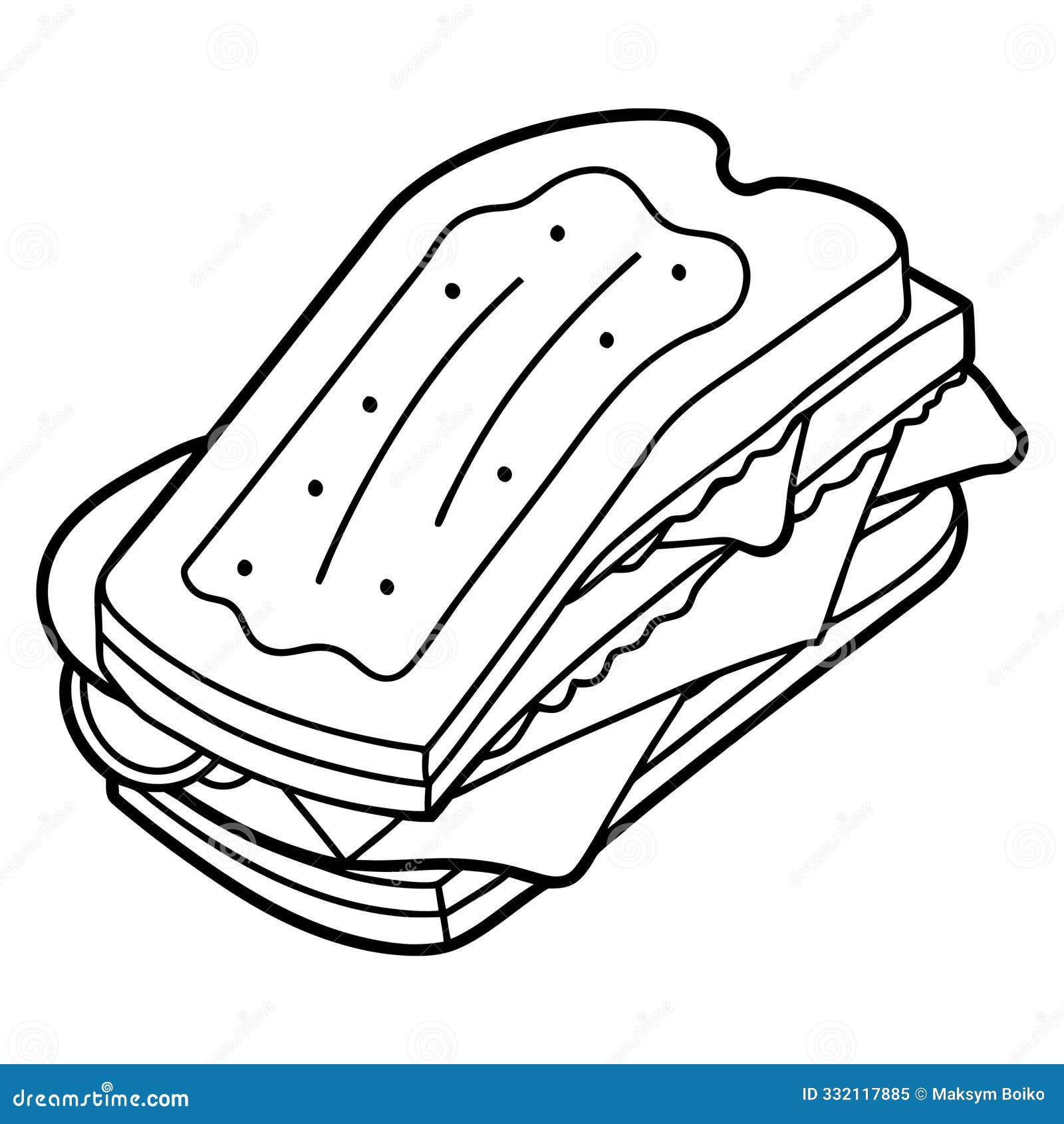 Cheese and Ham Toasted Panini Melt Isolated on White or Transparent ...