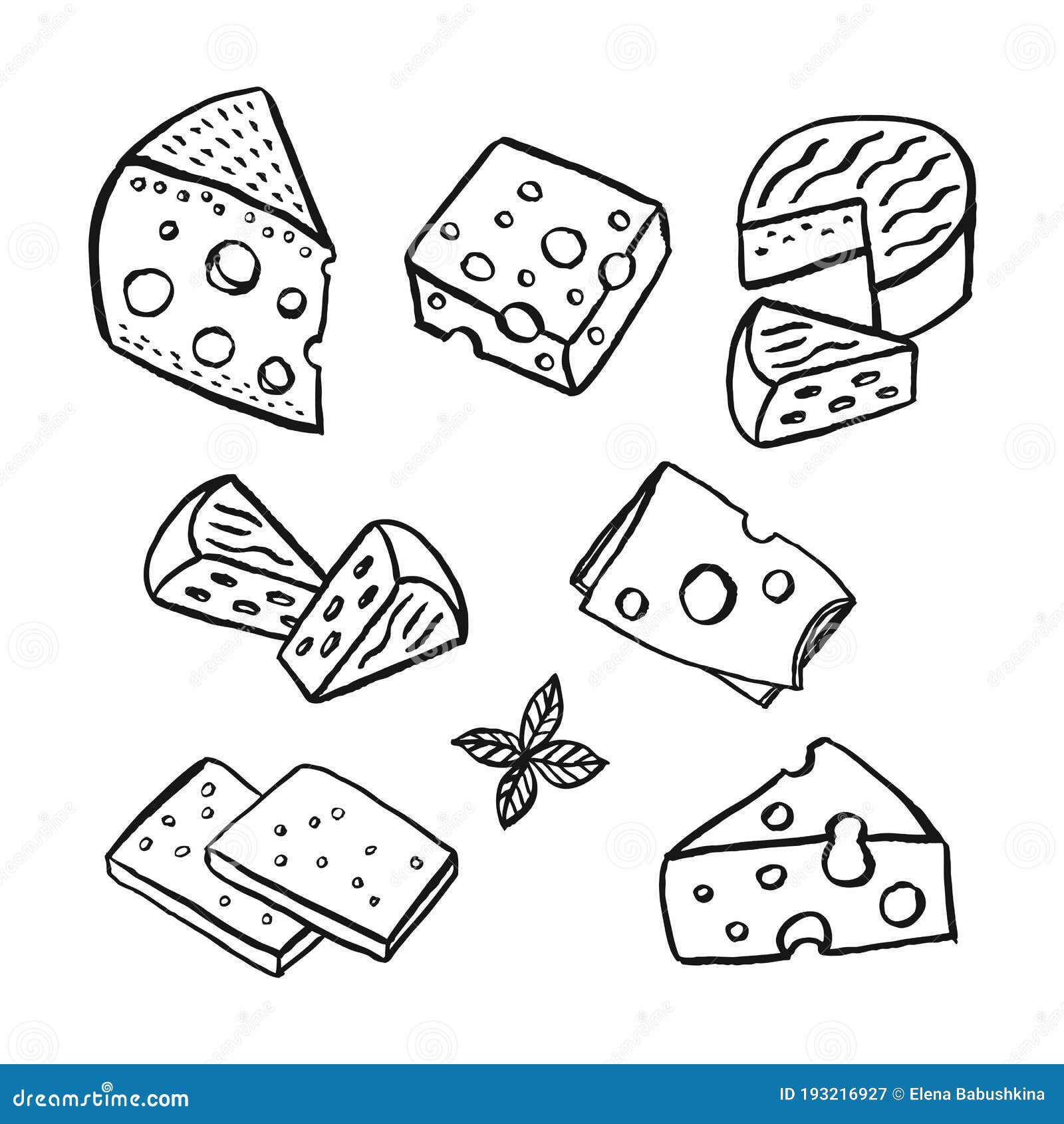 Cheese Hand Drawn Set. Vector Illustration Stock Vector - Illustration ...
