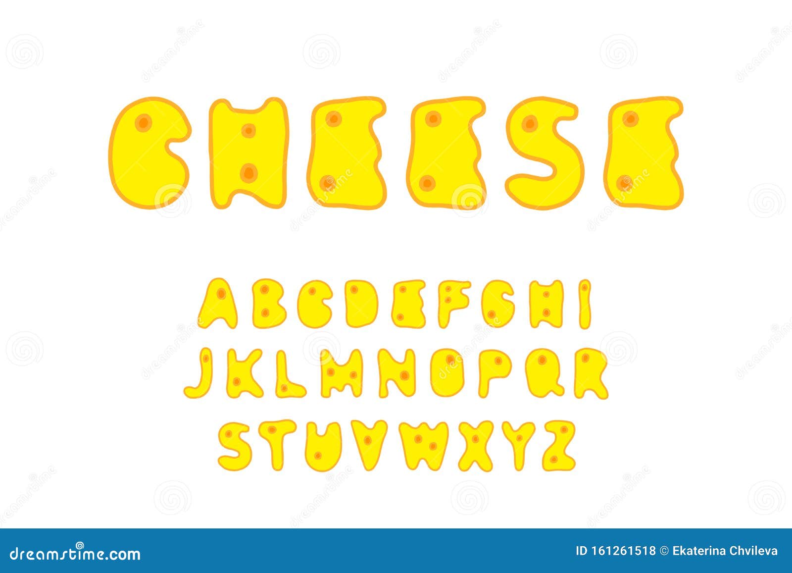 Cheese Hand Drawn Vector Type Font in Cartoon Comic Style Stock ...