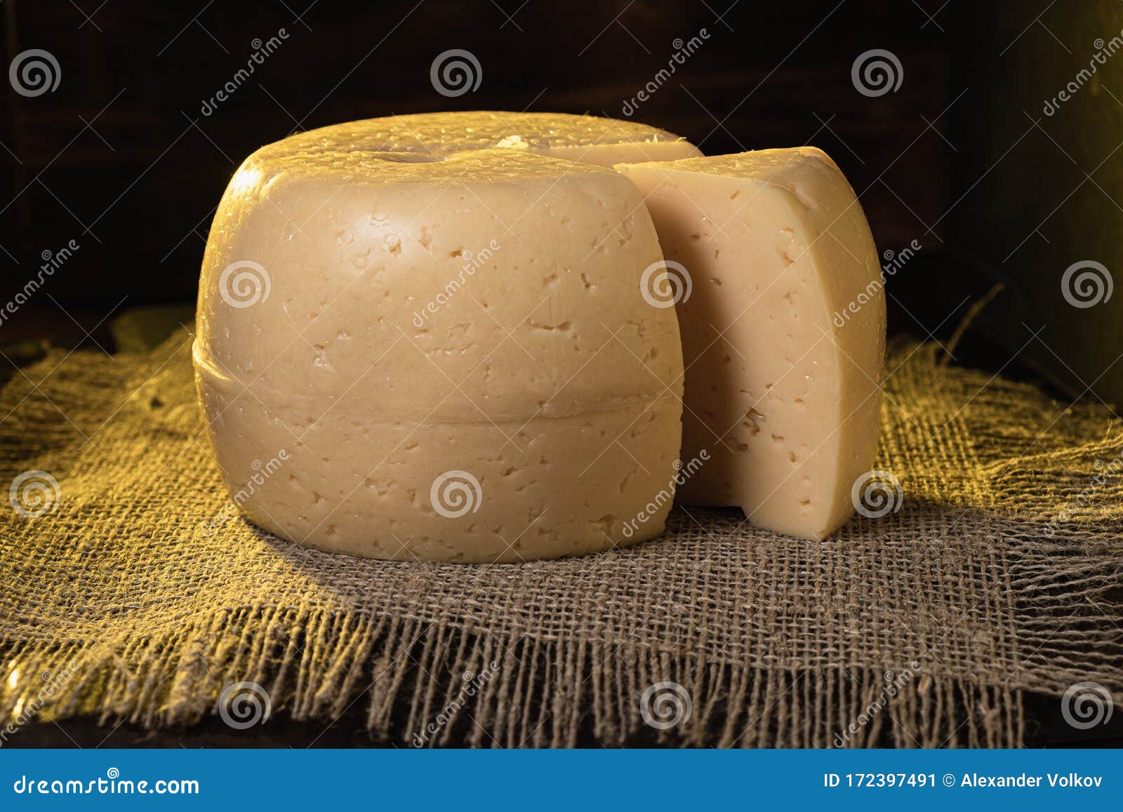 Triangular Chunk Wedge Of Alpine Creamy Appetizing Light Yellow Tilsit ...