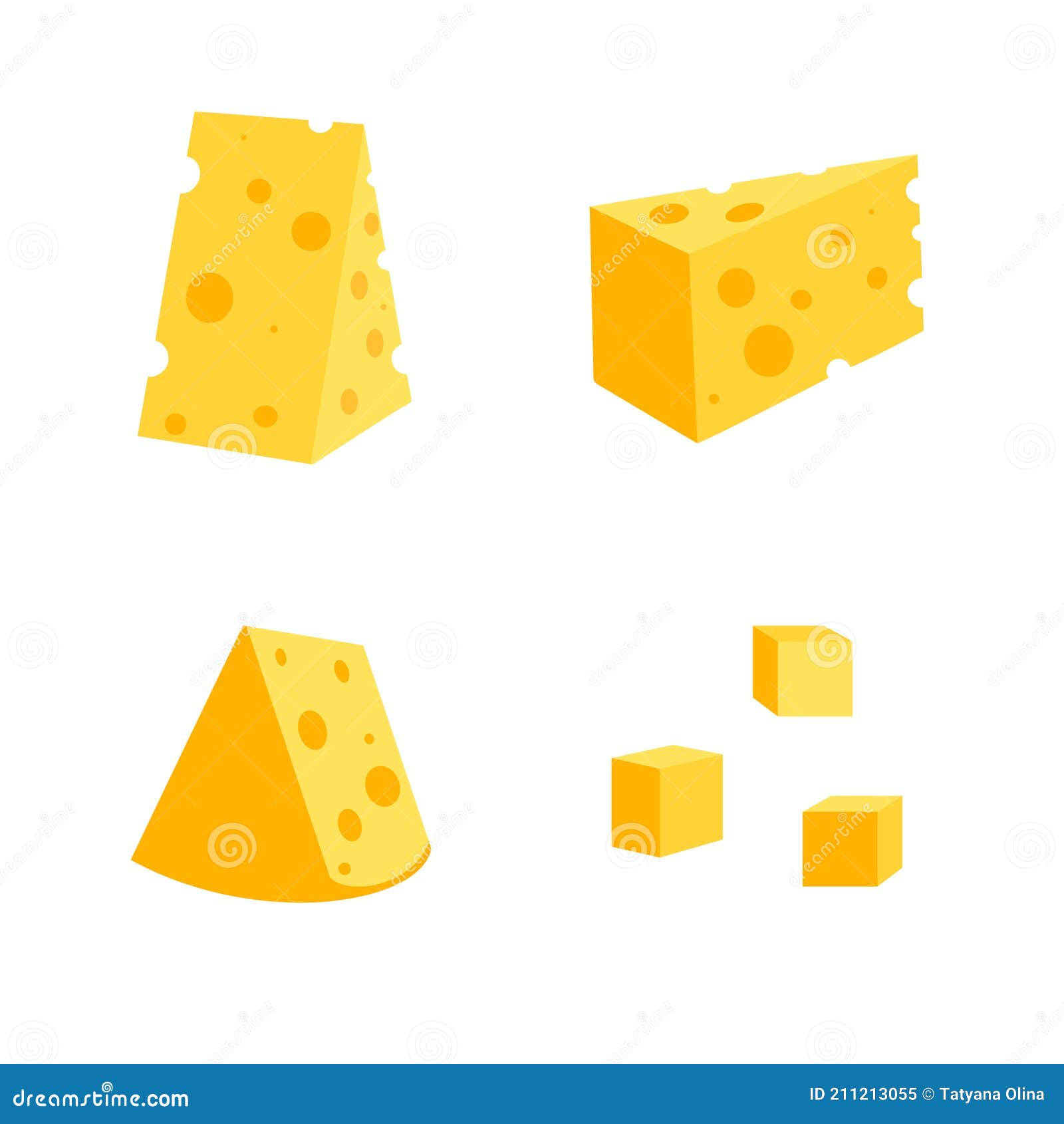 Cheese with Holes.Set of Cheese of Different Shapes: Triangular, Square ...