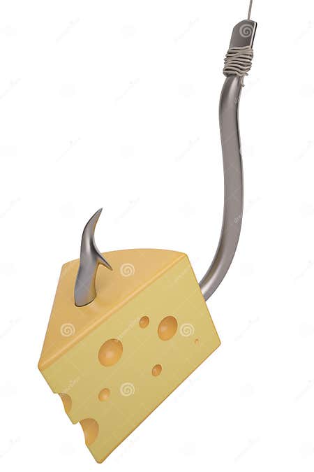 Cheese on Hook 3D Illustration. Stock Illustration - Illustration of ...