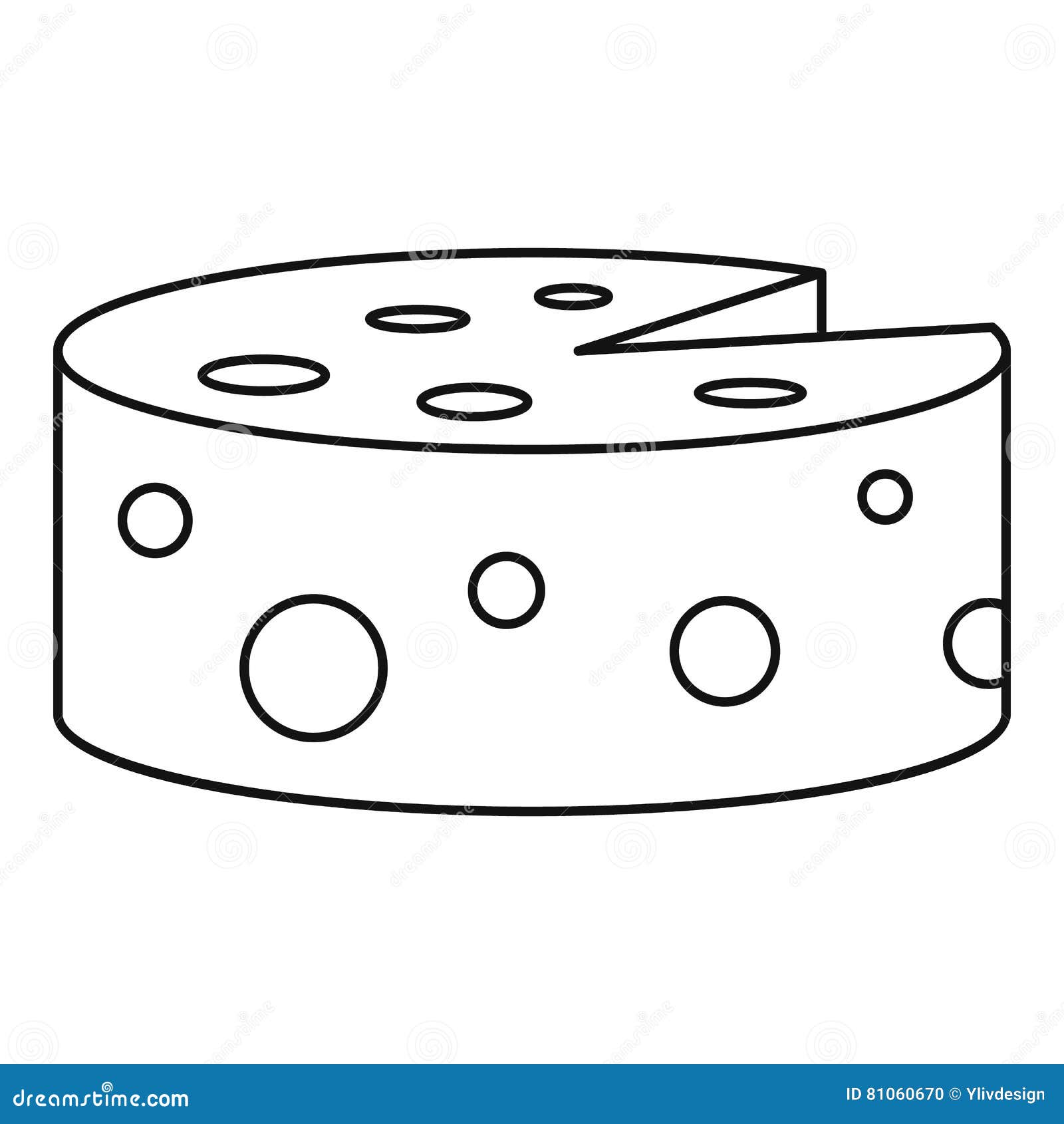 Cheese icon, outline style stock vector. Illustration of sign - 81060670