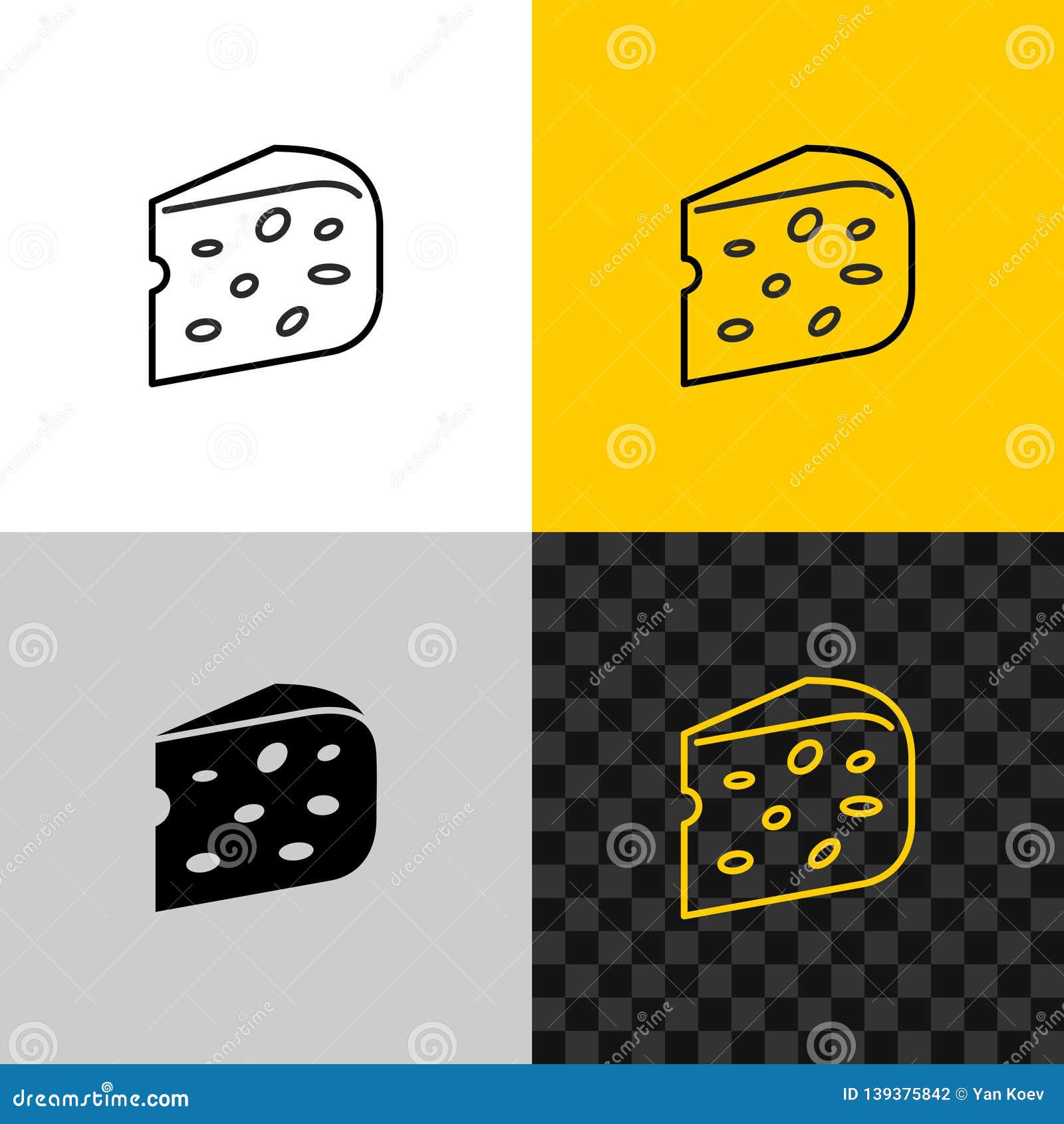 Cheese Icon. Piece of Semi Hard Cheese Head. Stock Vector ...