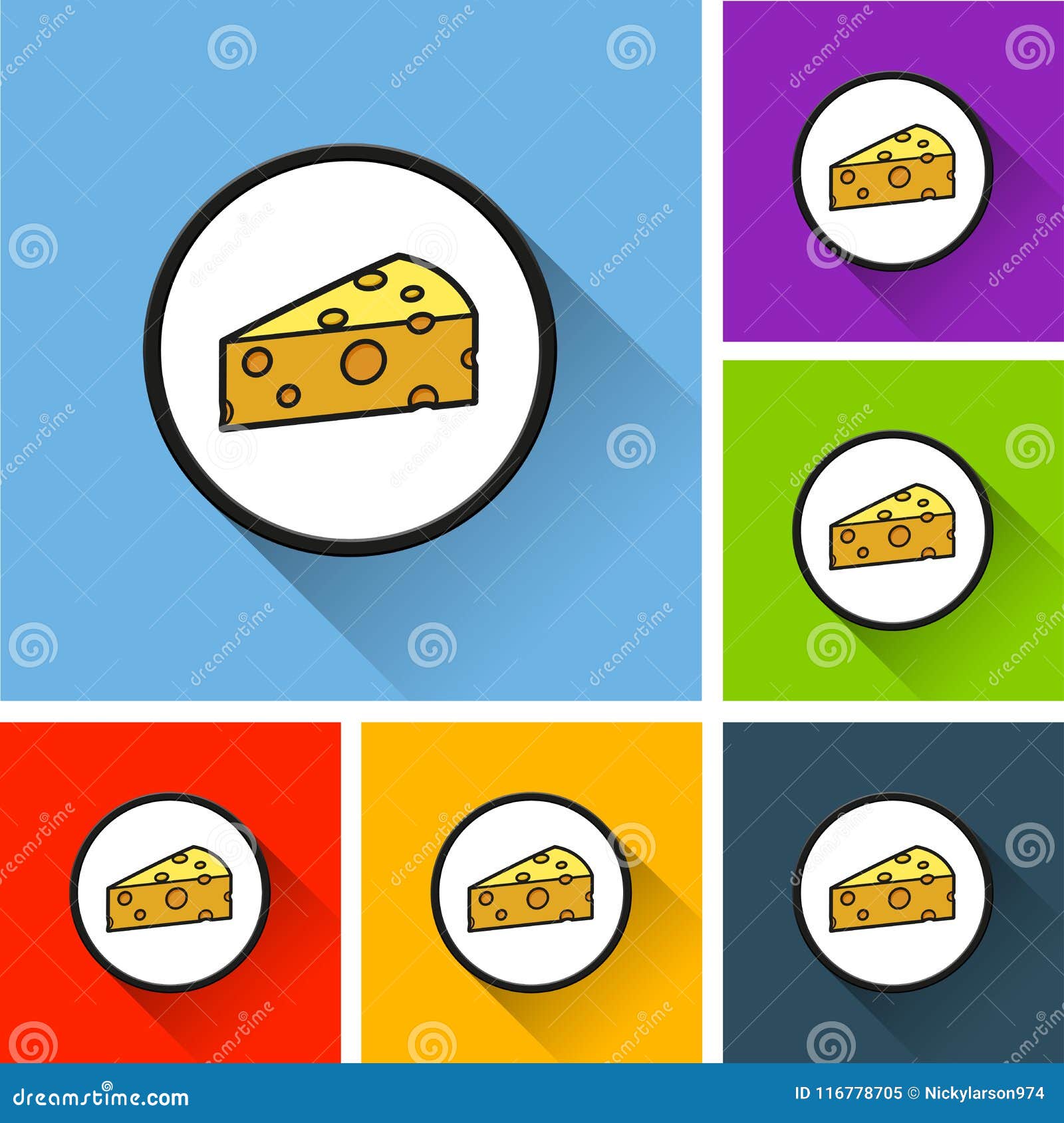 Cheese Icons with Long Shadow Stock Vector - Illustration of clipart ...