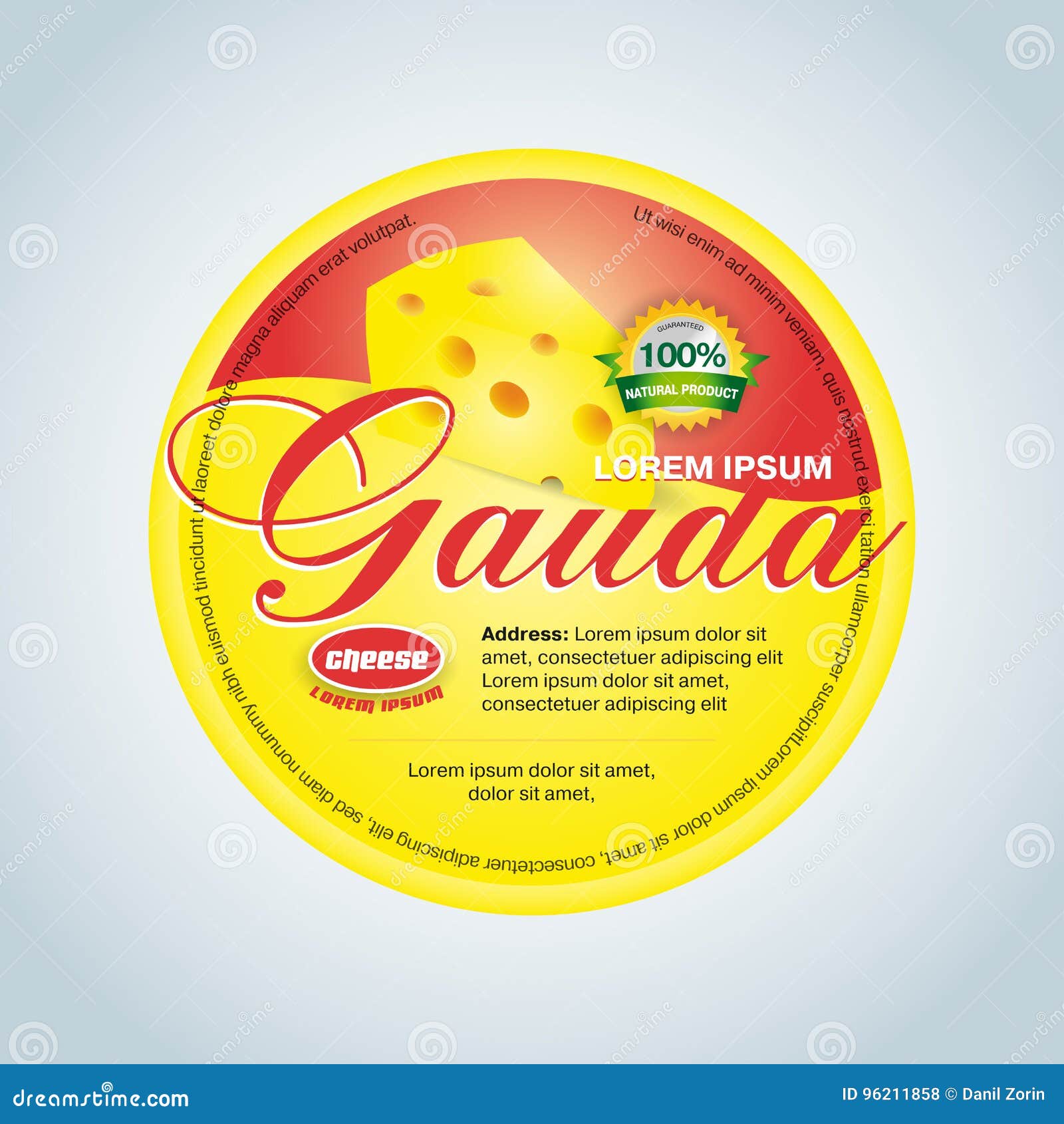 Cheese Label Template Design. Green and Violet Round Cheese Label Stock ...