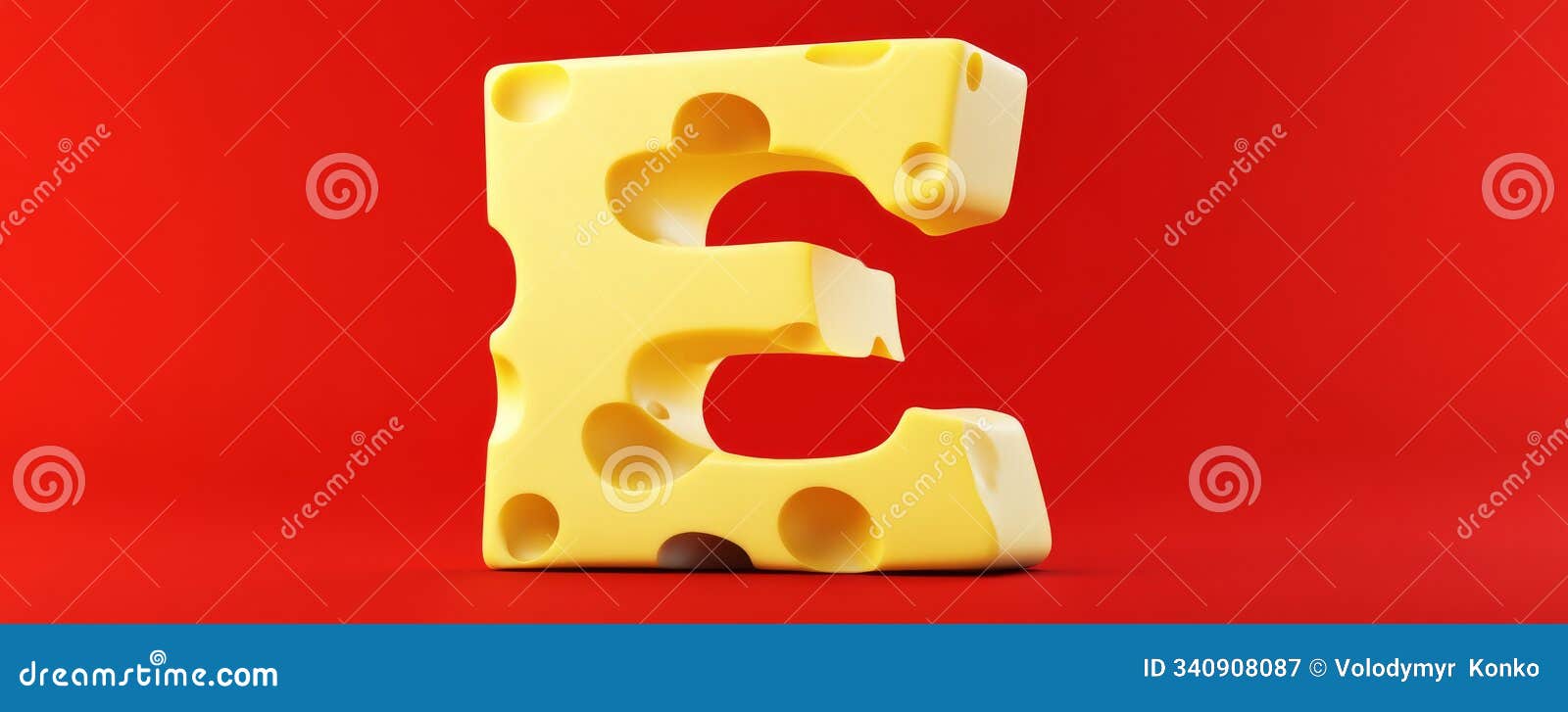 Cheese Letter E on Red Background Stock Image - Image of playful ...