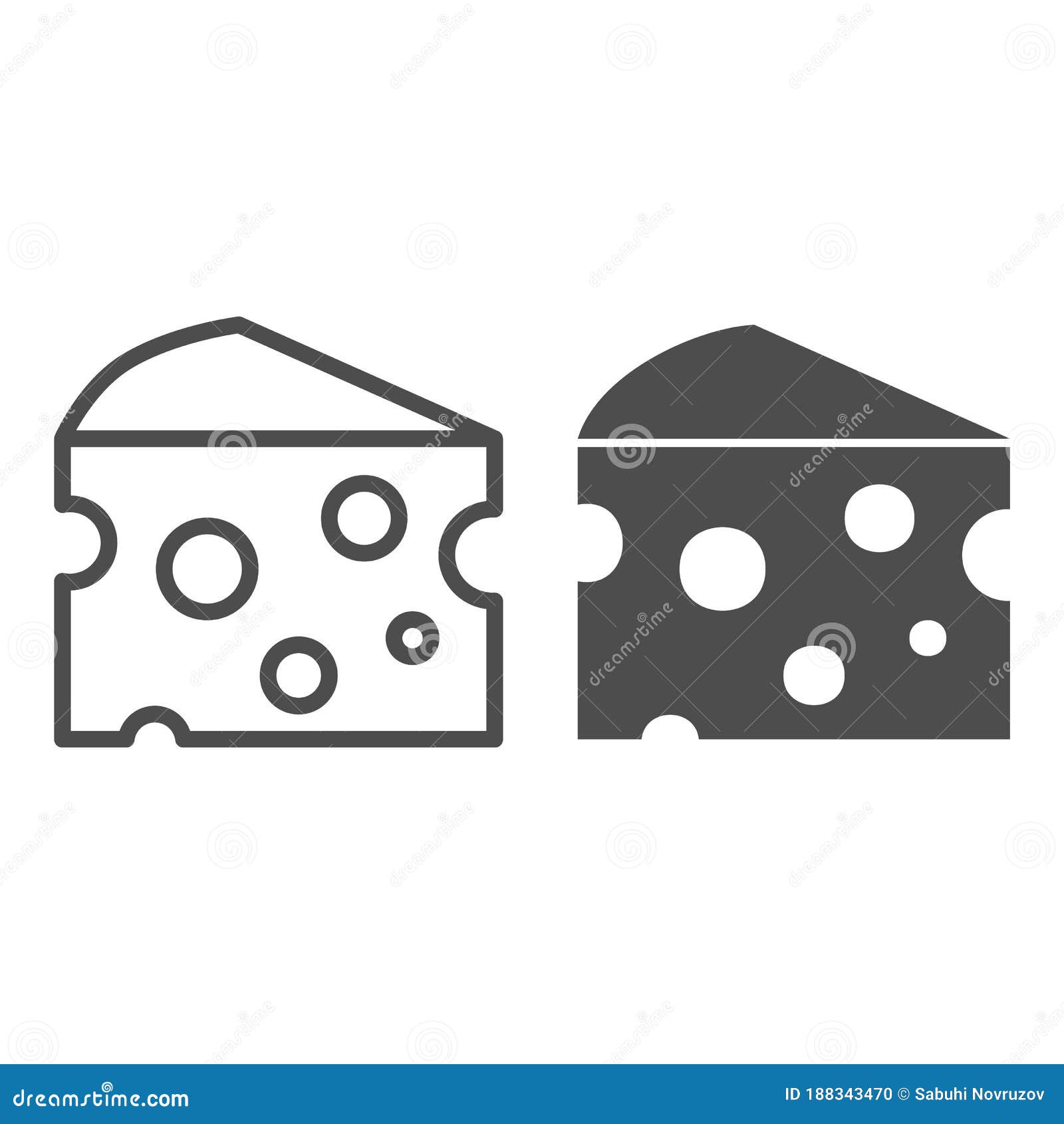 Cheese Line Icon. Cheddar Cheese Piece Illustration Isolated On White ...