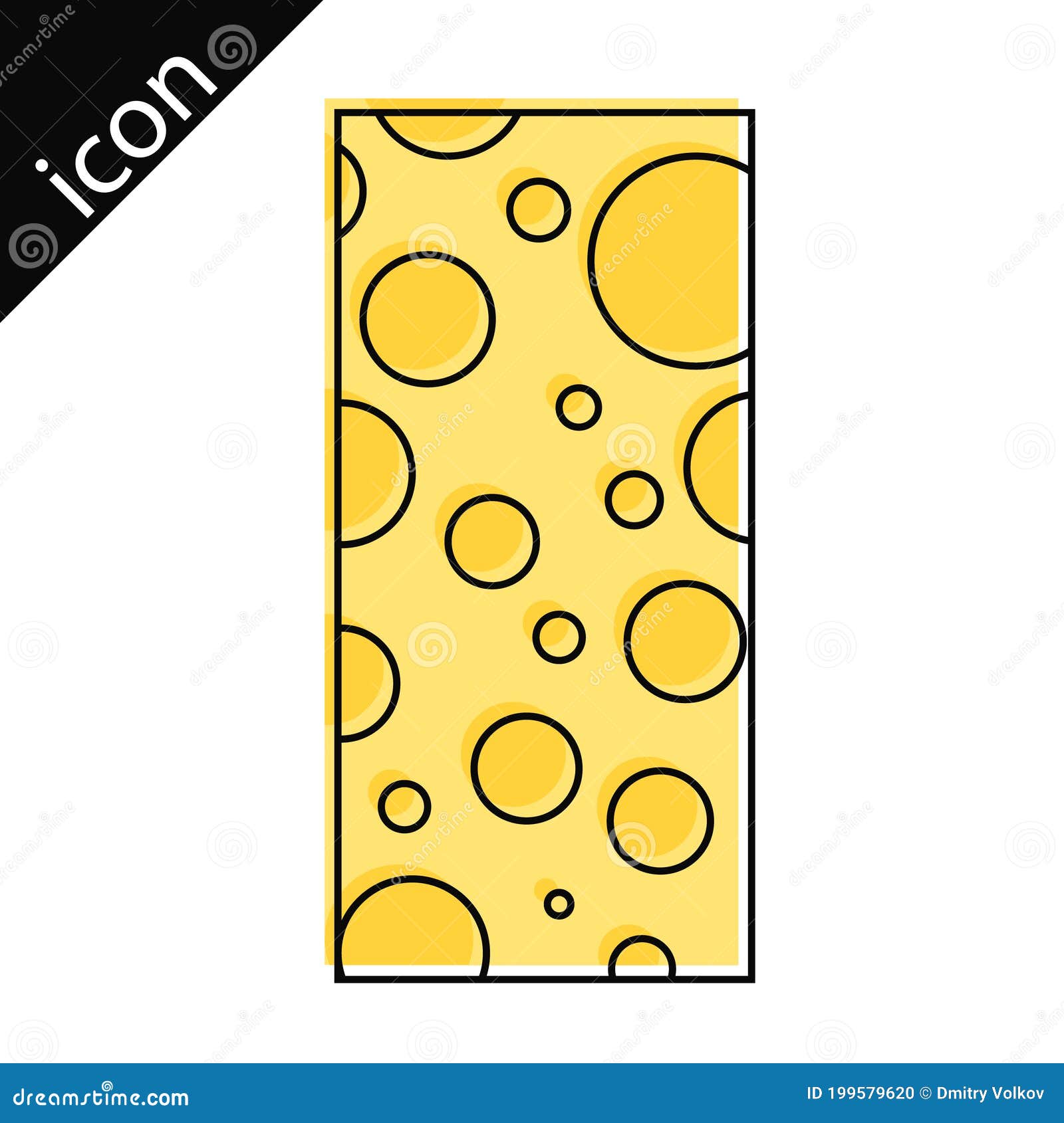 Cheese Lines. Cheese Icon with Line Borders Stock Illustration ...