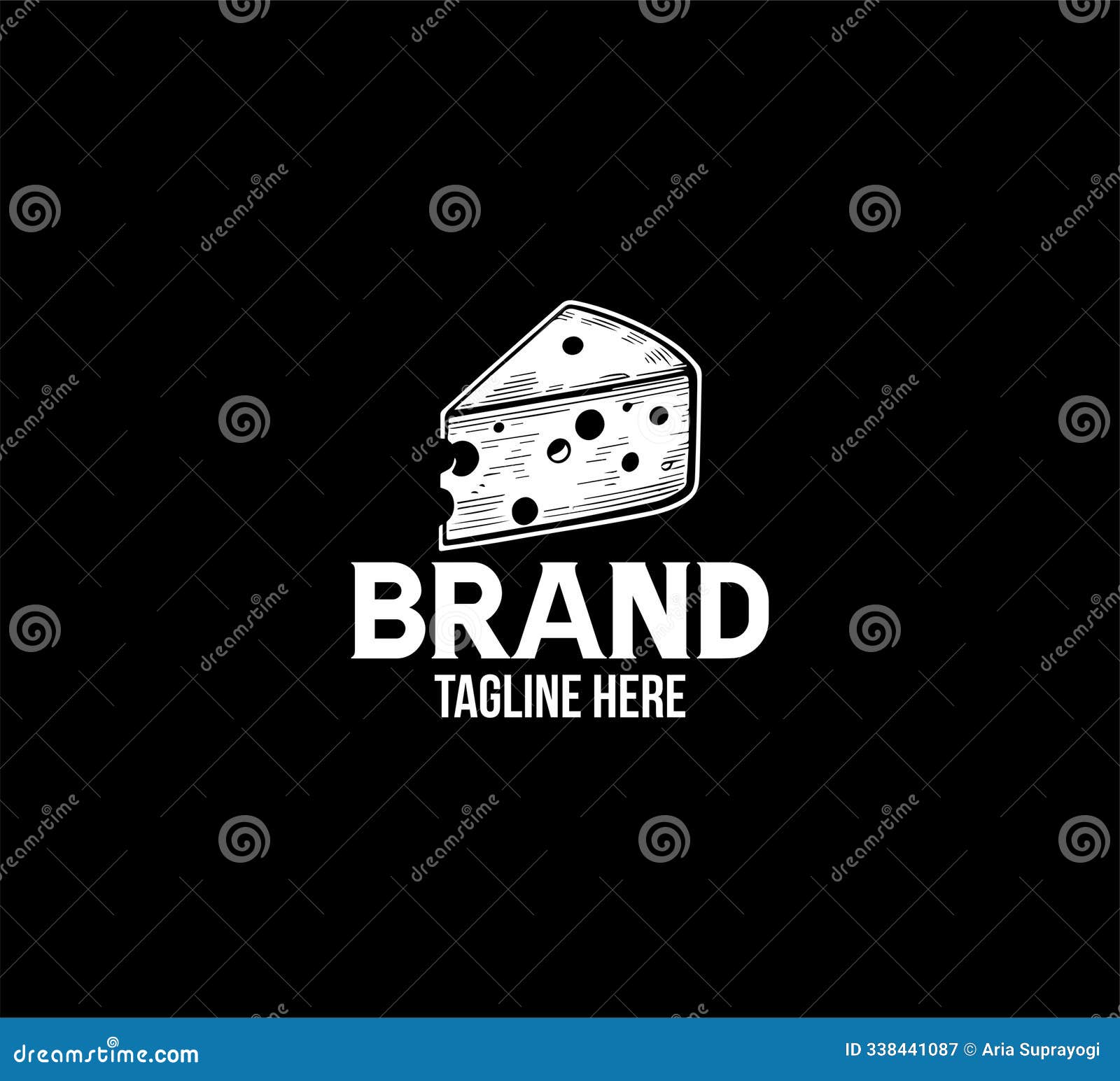Cheese Logo Template Vintage Hand-Drawn Vector: Stock Illustration ...