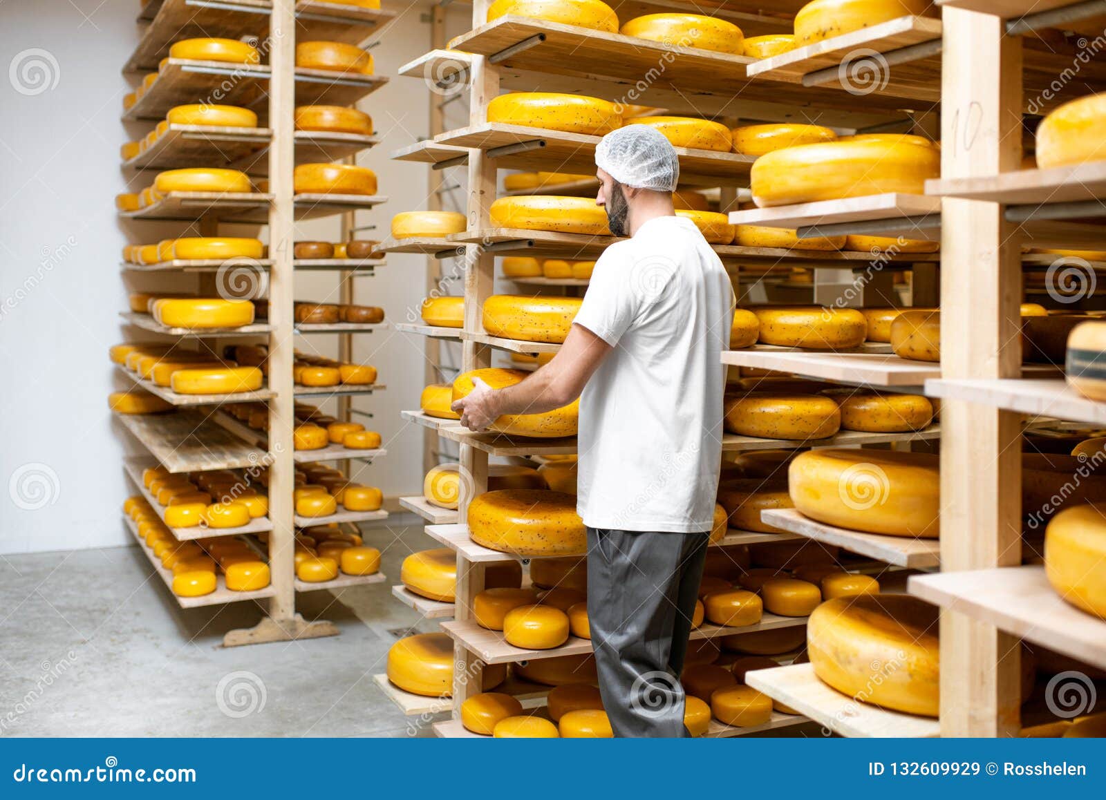 Cheese Maker at the Cheese Storage Stock Image - Image of milk ...