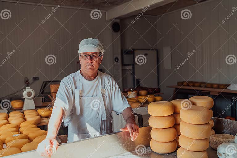 The Cheese Maker Sorting Freshly Processed Pieces of Cheese and ...