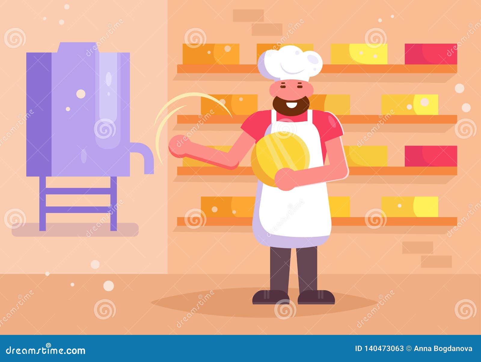 Cheese Maker Vector. Cartoon. Isolated Art. Flat Stock Vector ...