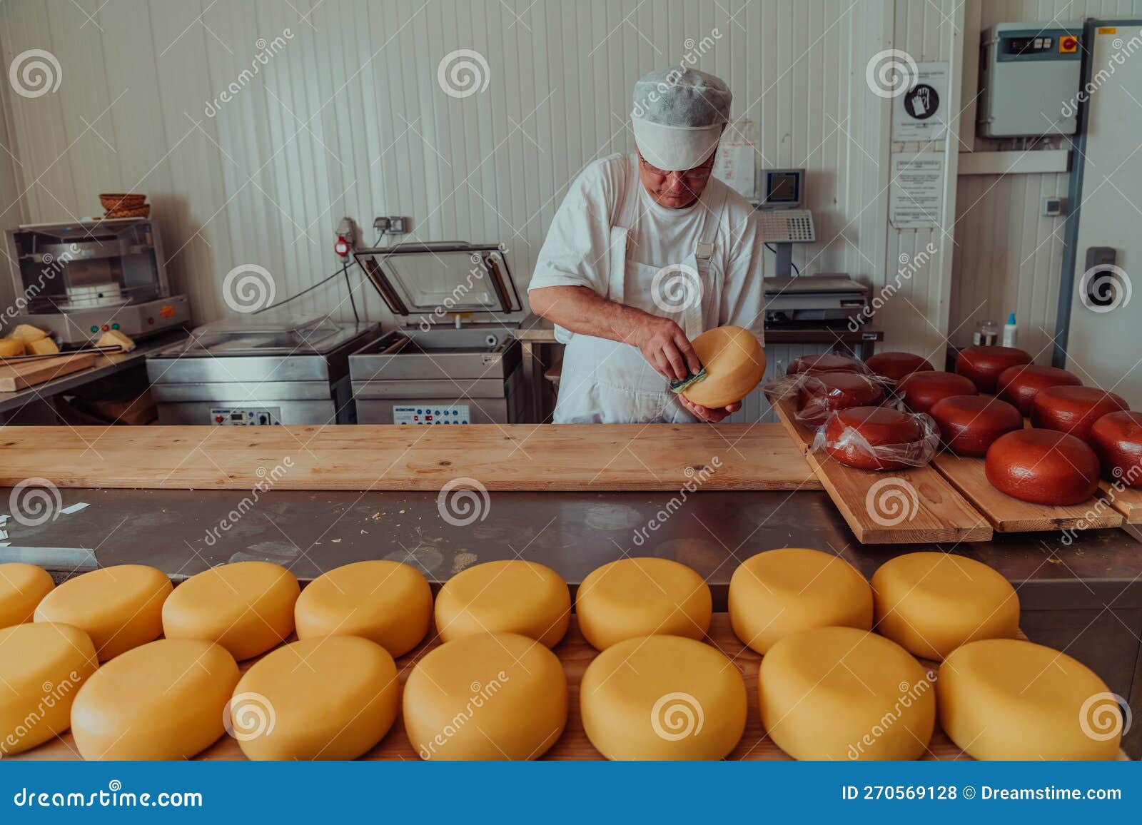 Cheese Maker Working in the Industry for Manual Production of Homemade ...