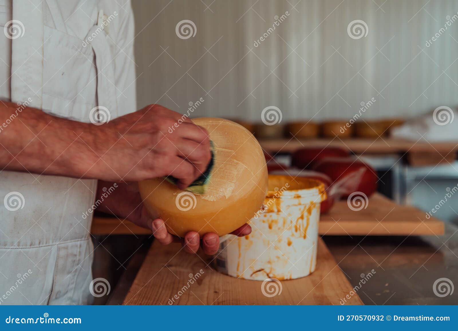 Cheese Maker Working in the Industry for Manual Production of Homemade ...