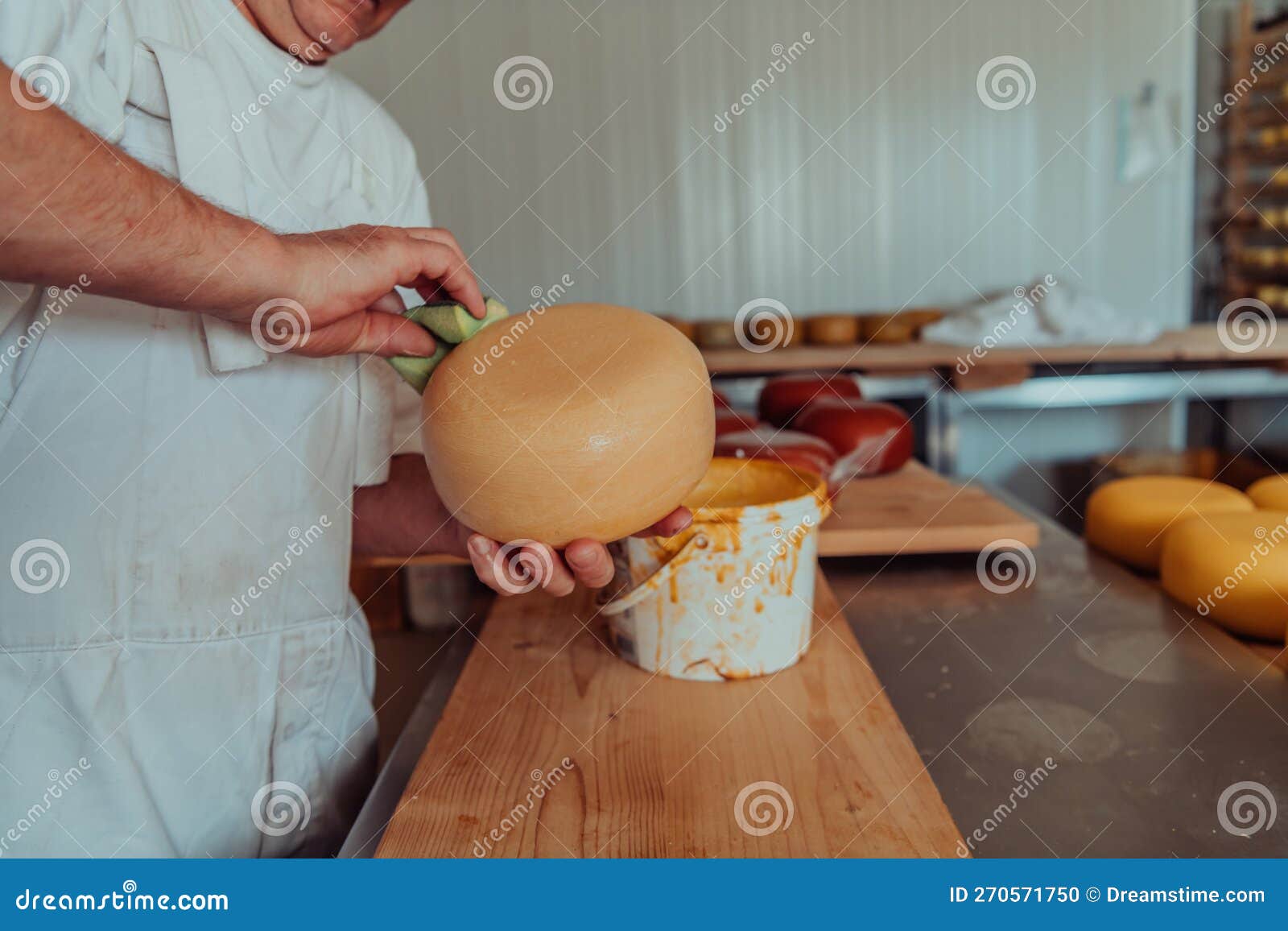 Cheese Maker Working in the Industry for Manual Production of Homemade ...
