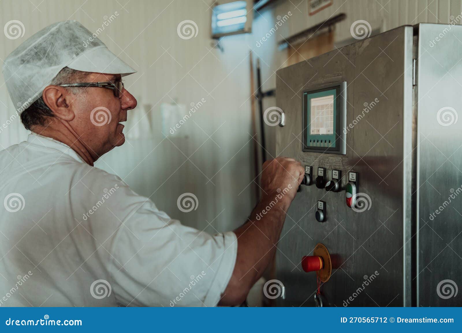 Cheese Maker Working in the Modern Industry on Machines that are Using ...