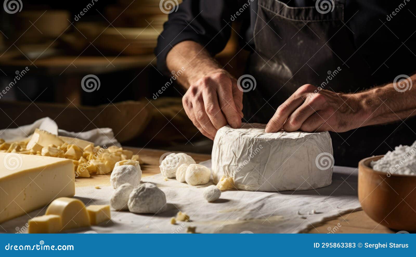 Cheese Making Artisan Cheese Maker in the Kitchen, AI Stock Image ...