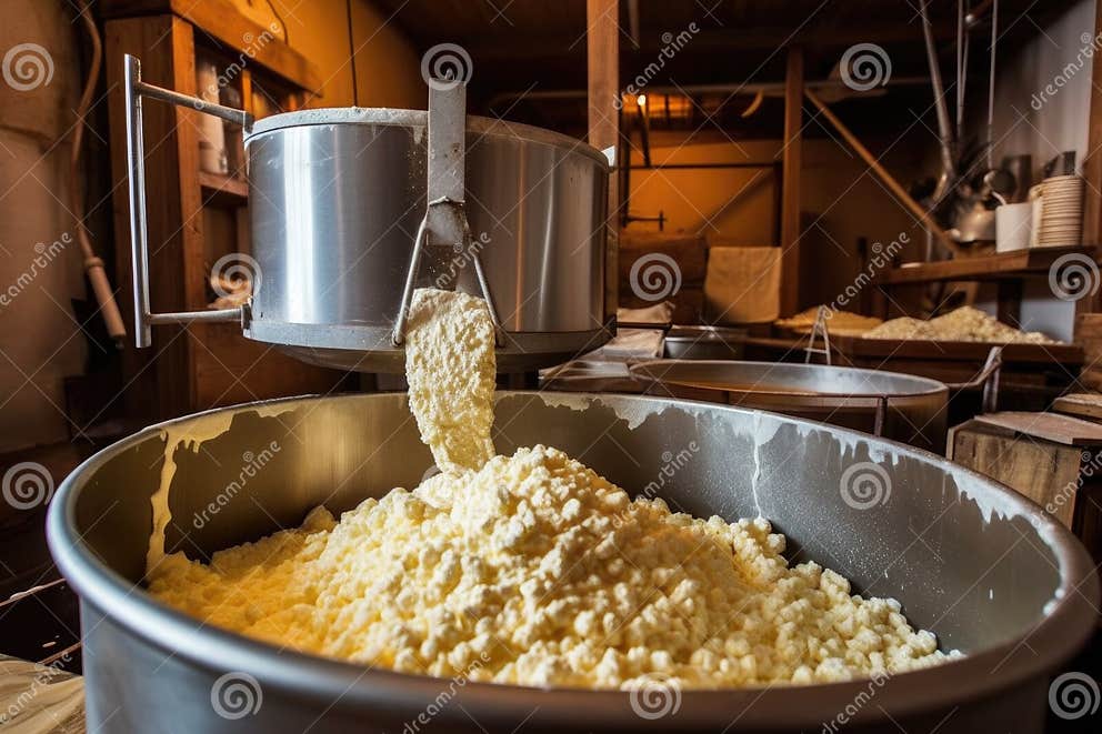 Cheese Making Process with Curds and Whey Stock Illustration ...