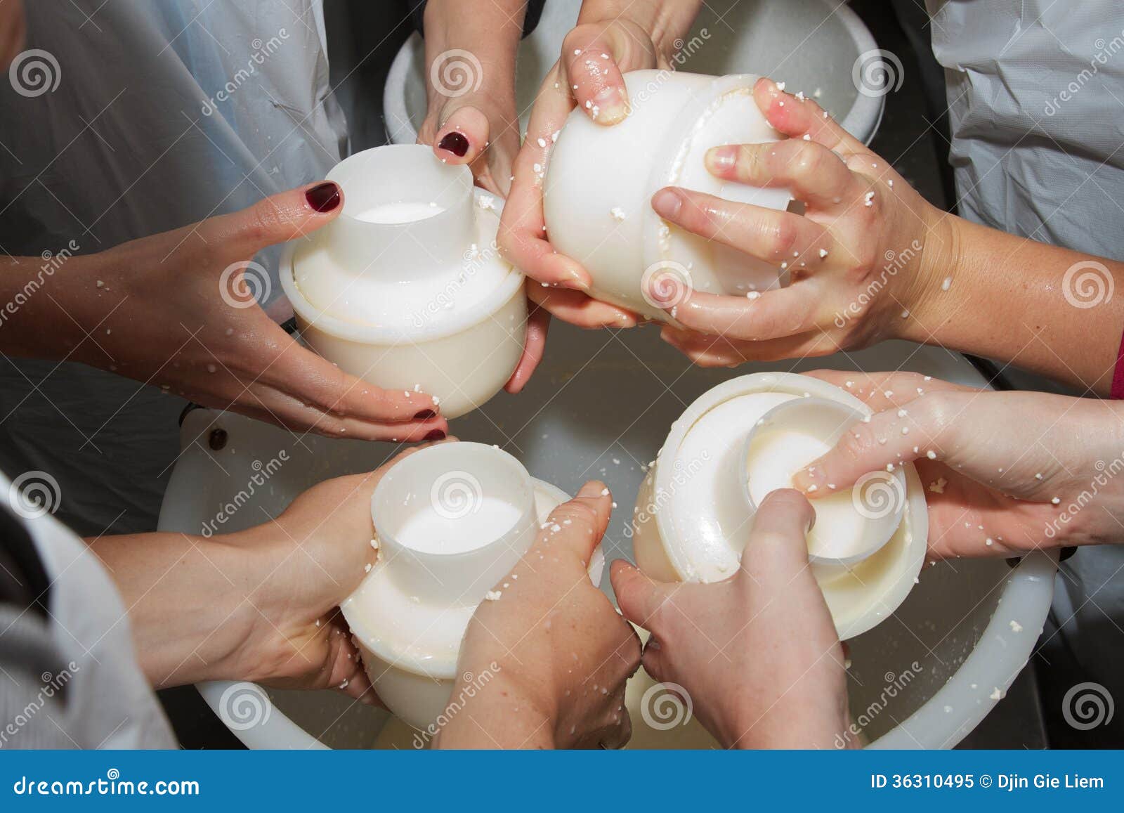 Cheese Making Shaping Stage Stock Image - Image of molds, together ...