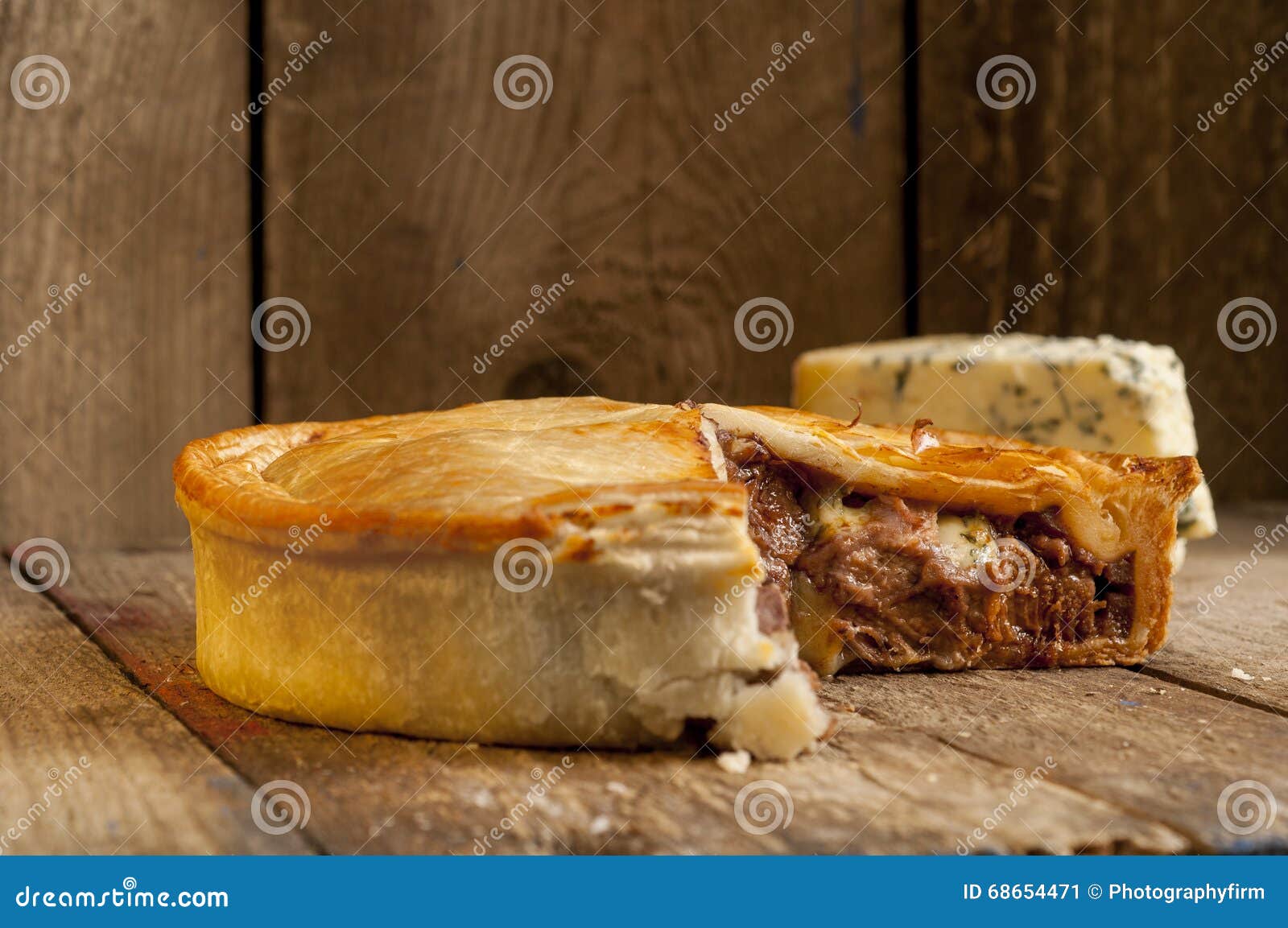 Cheese Meat Pie with a Slice Missing Stock Image - Image of delicious ...