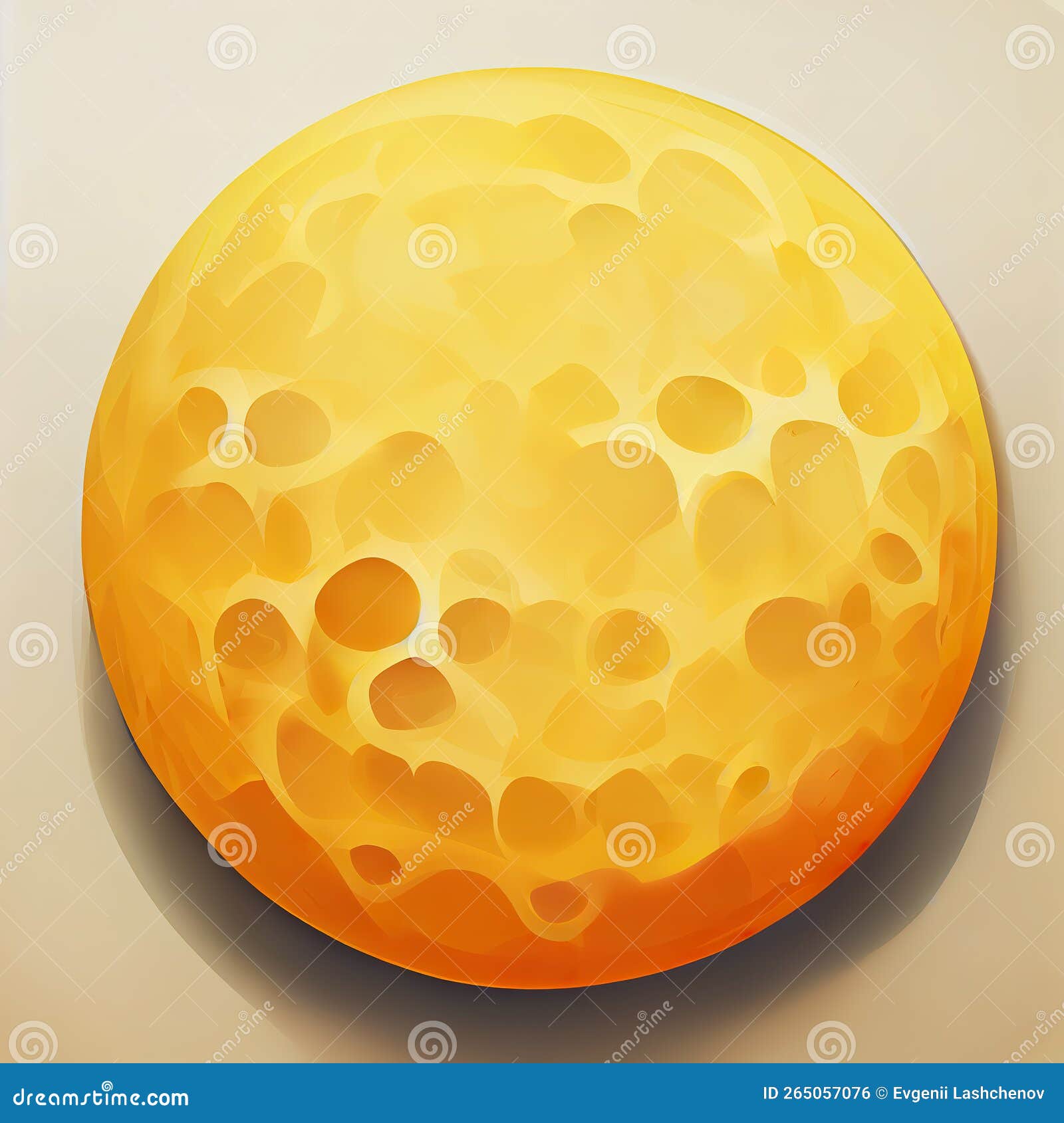 Cheese Moon. Beige Background. Flat Illustration. Digital Illustration ...
