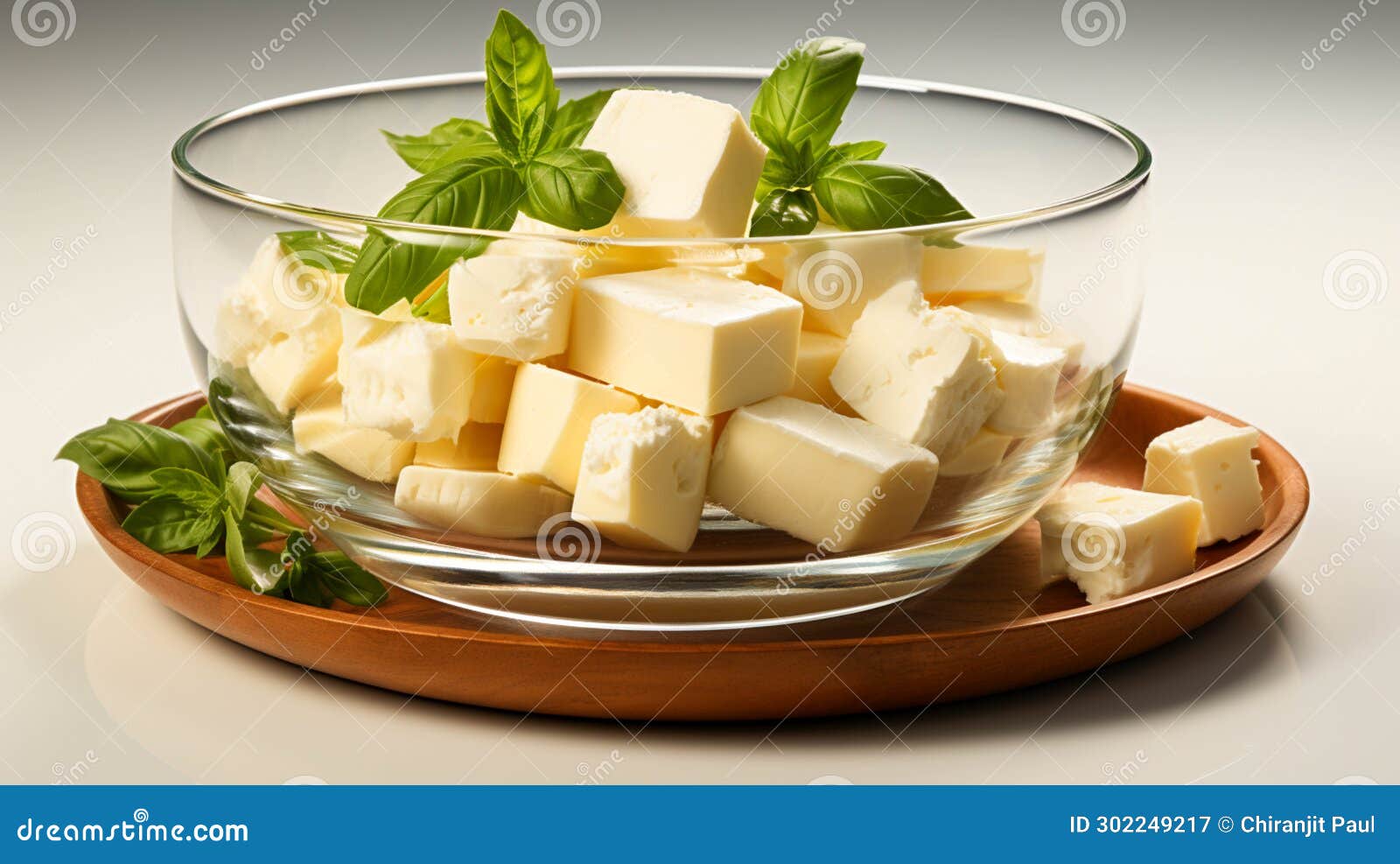 Cheese Mozzarella in a Glass Bowl on White Background Stock Image ...