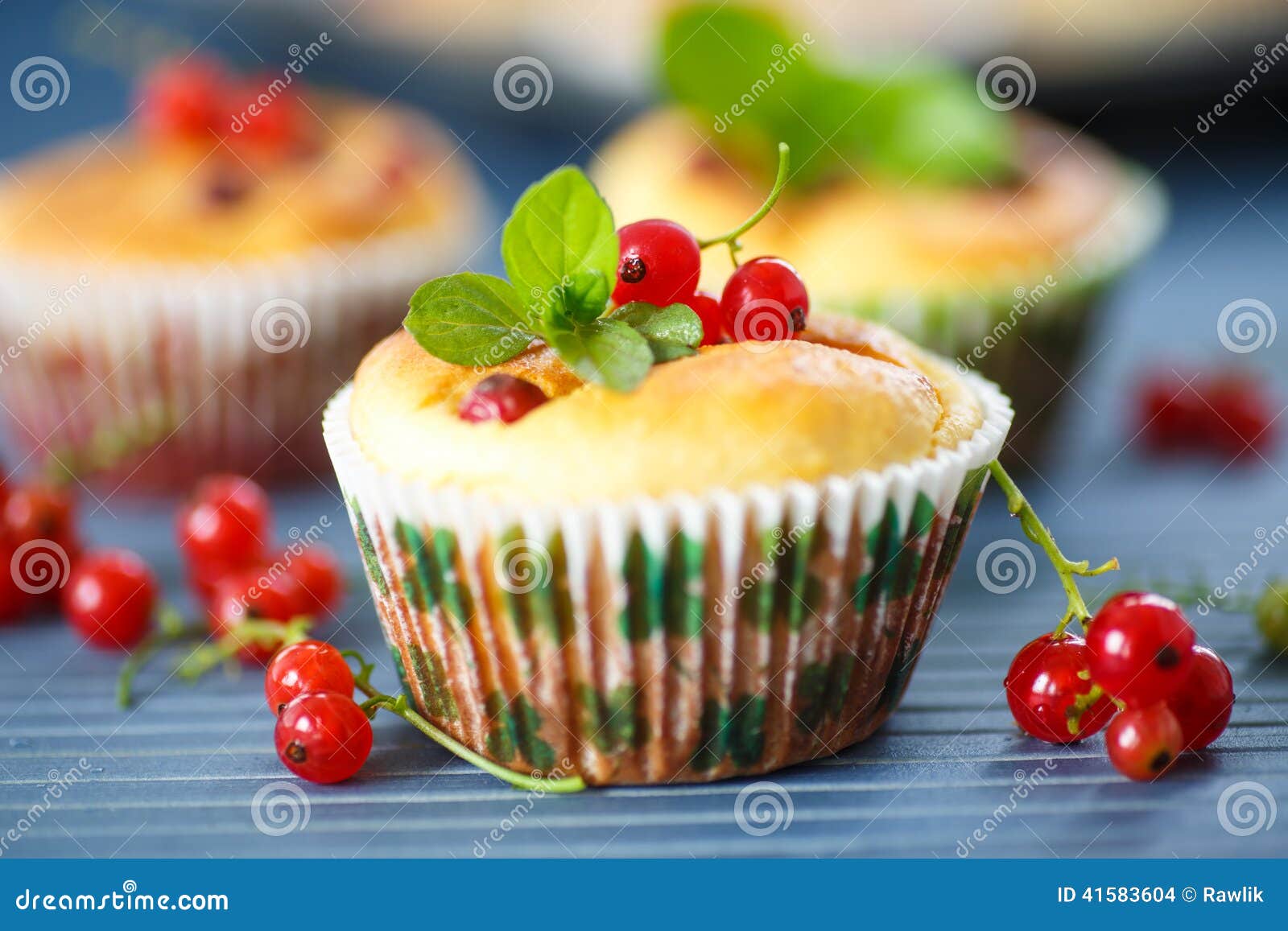 Cheese Muffins with Red Currants Stock Photo - Image of currant, cakes ...