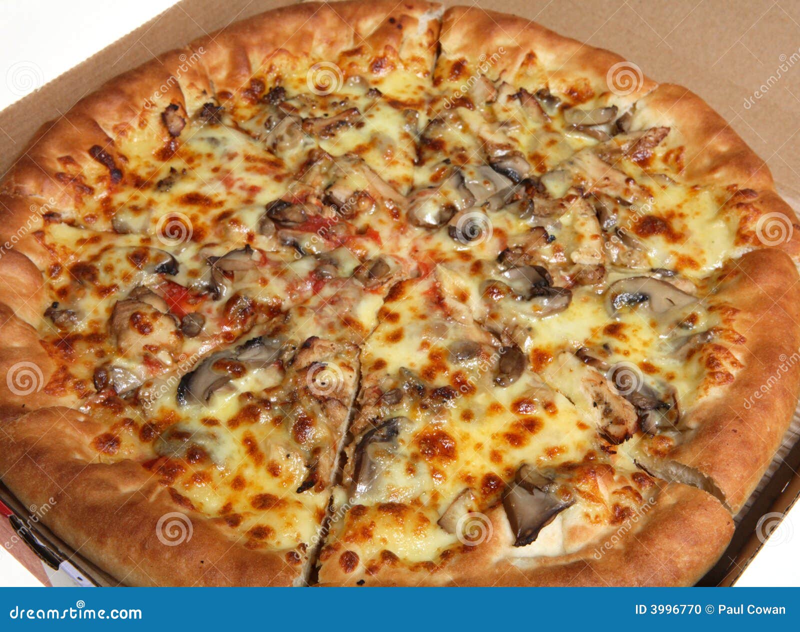 Cheese Mushroom Meat Pizza Box Stock Photo - Image of crust, bread: 3996770
