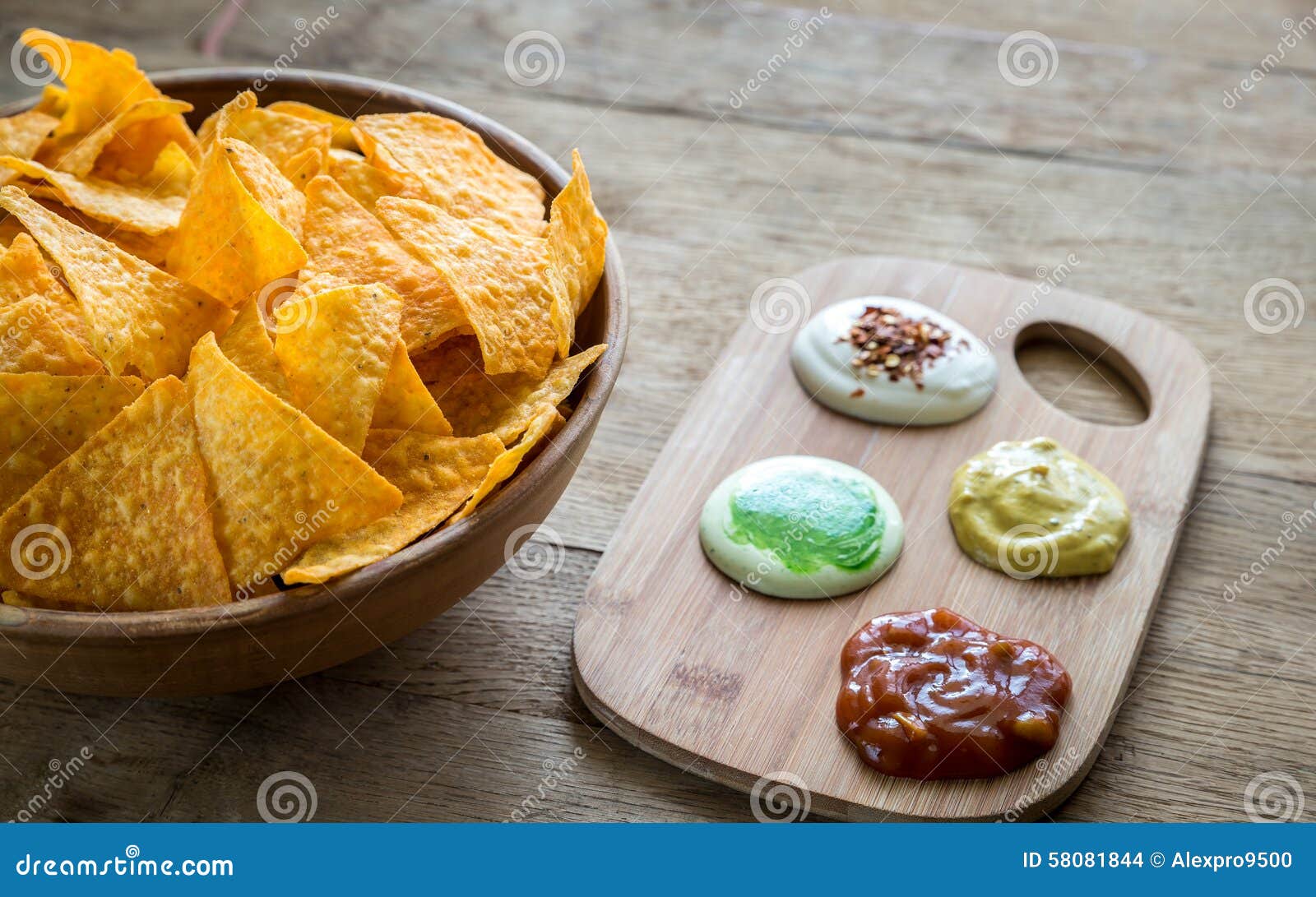 Cheese Nachos Different Types Sauce Stock Photos - Free & Royalty-Free ...