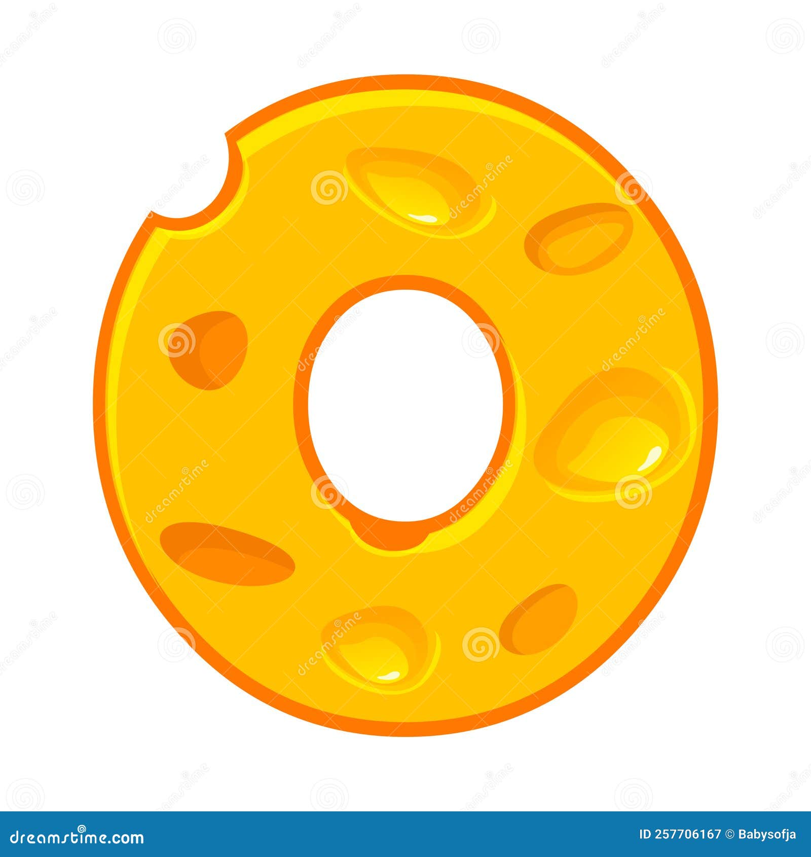 Cheese Number 0. Cartoon Zero Digit in the Form of a Cheese Stock ...