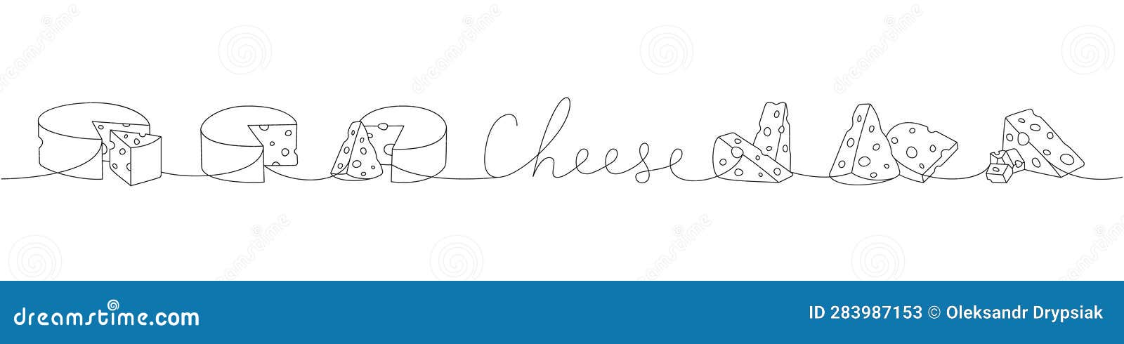 Cheese One Line Continuous Drawing. Cheese Products Continuous One Line ...