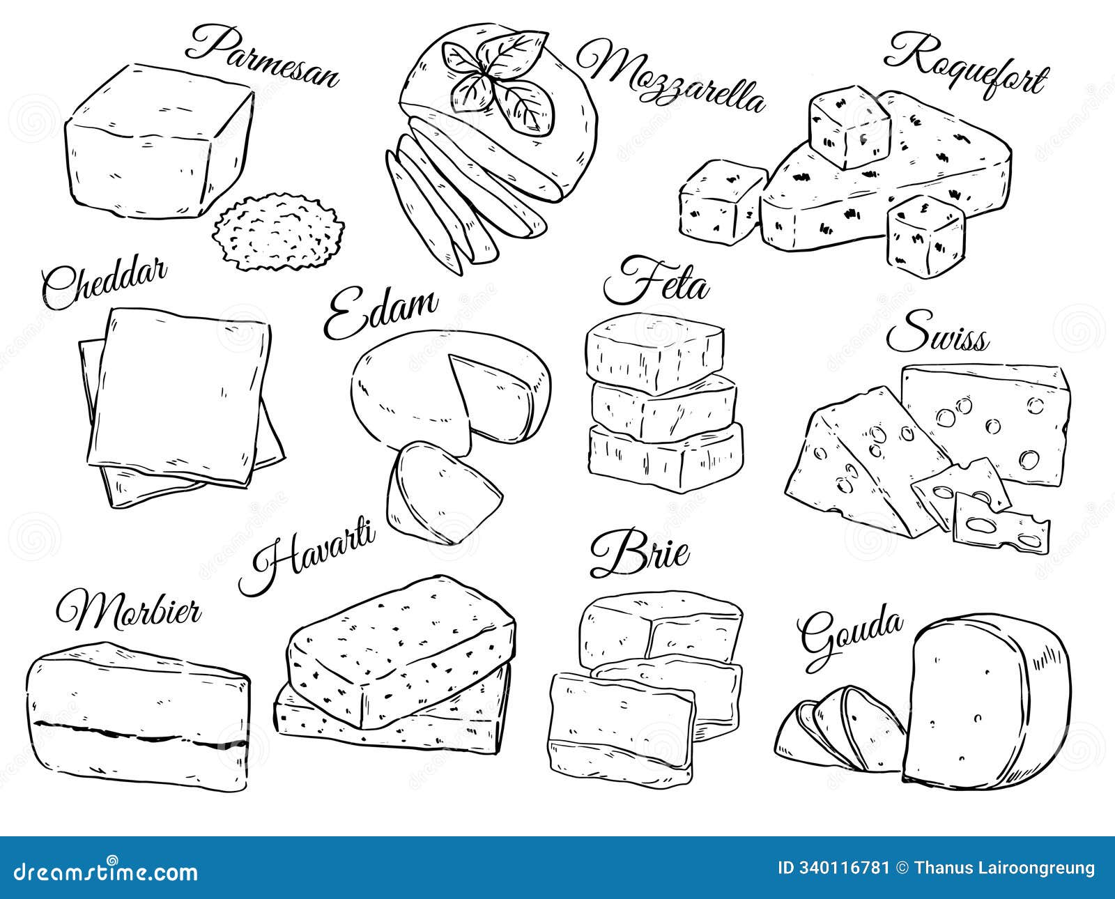 287 Cheese Outline Drawing Set2 Cartoon Vector | CartoonDealer.com ...